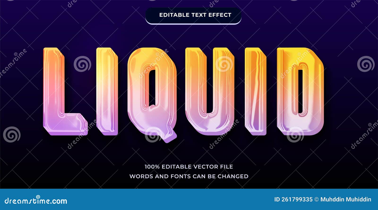 Liquid Text Effect, Editable Gradient Text Modern and Blue Yellow Font ...