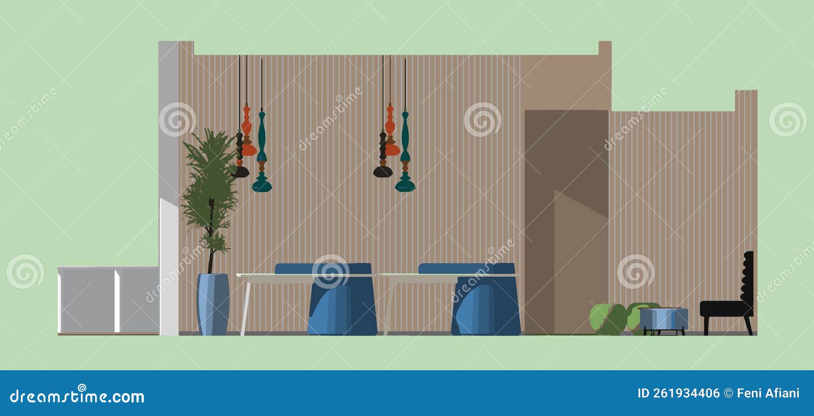 Illustration of Simple, Colorful, and Modern Hotel Lobby Interior ...