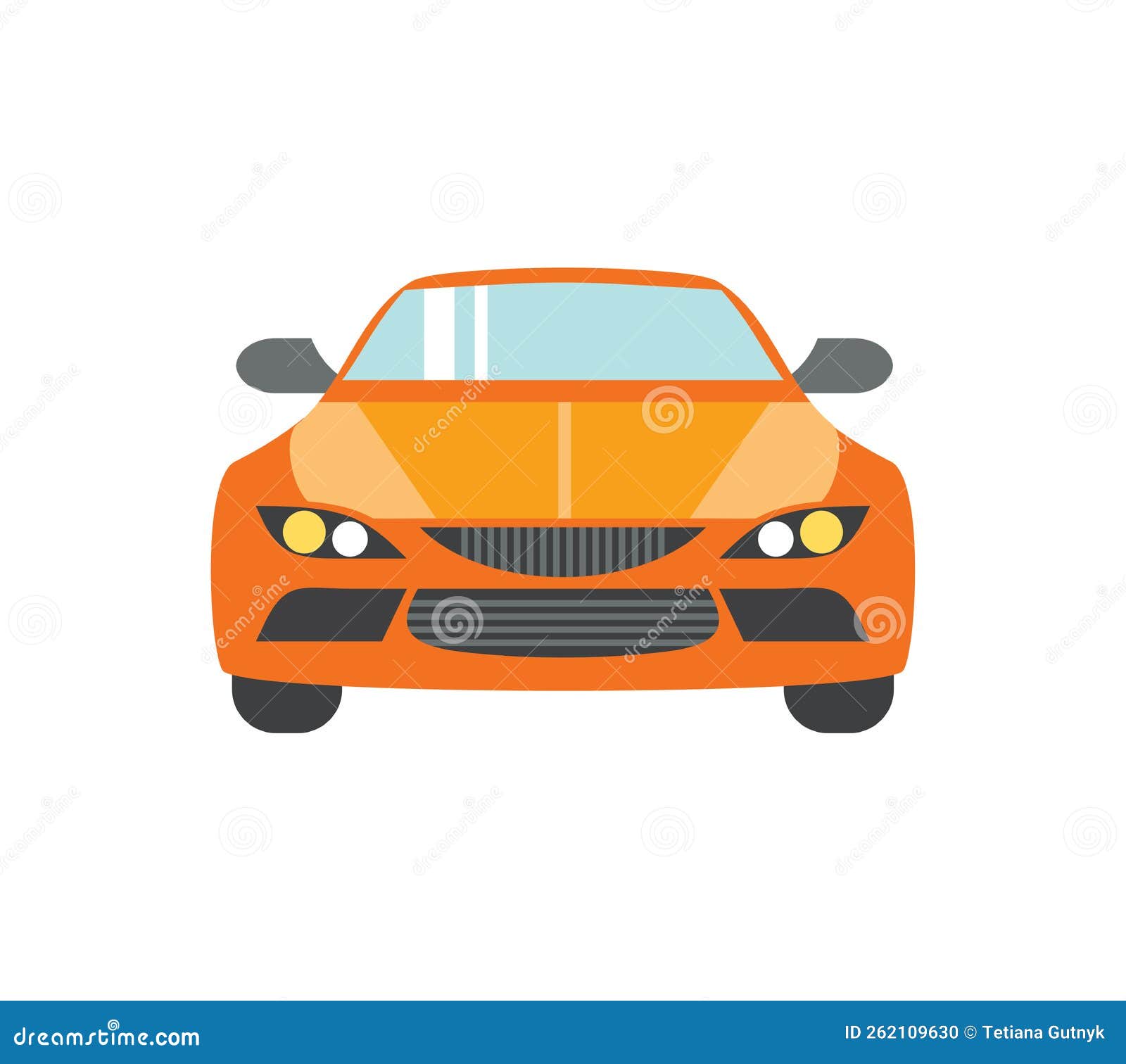 Orange Car Flat Icon. Simple Vector Illustration of Vehicle. Stock ...