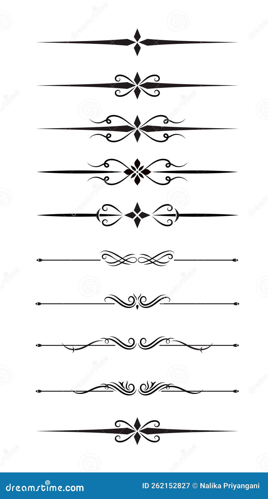 Calligraphic Design Elements, Dividers and Dashes Stock Vector ...