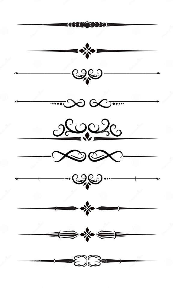 Calligraphic Design Elements, Dividers and Dashes Stock Vector ...