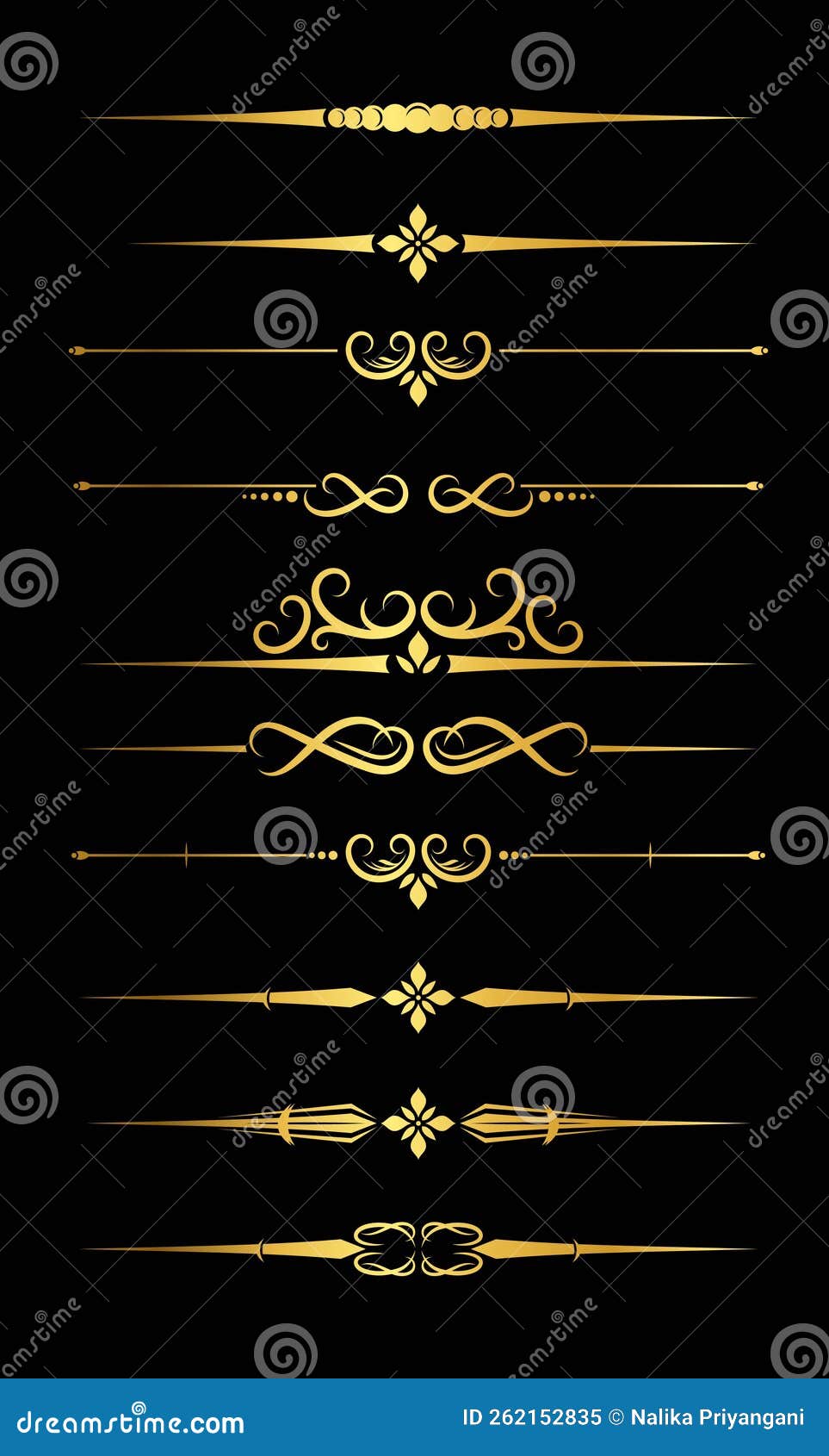 Calligraphic Design Elements, Dividers And Dashes Cartoon Vector ...