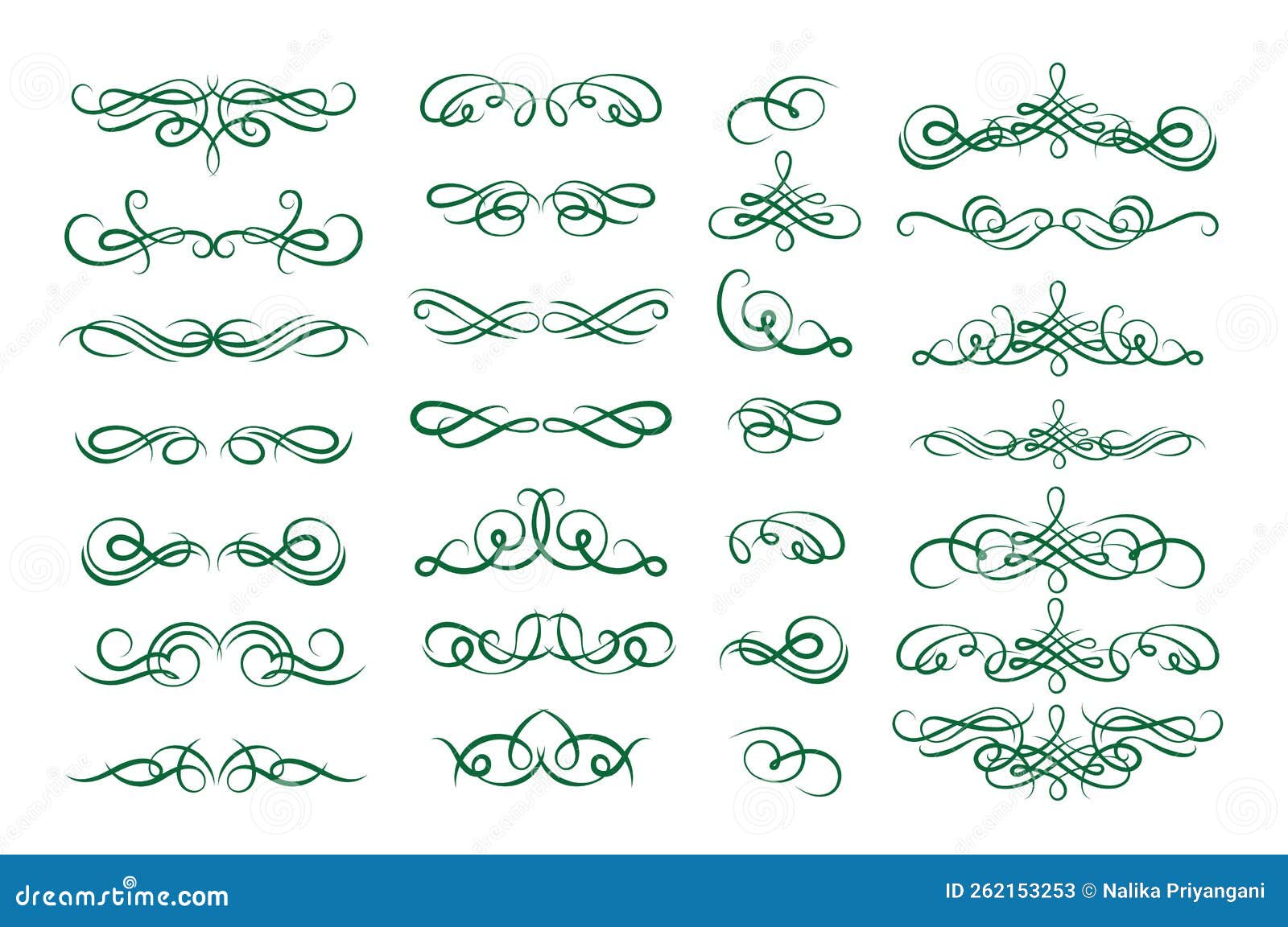 Calligraphic Design Elements, Dividers and Dashes Stock Vector ...