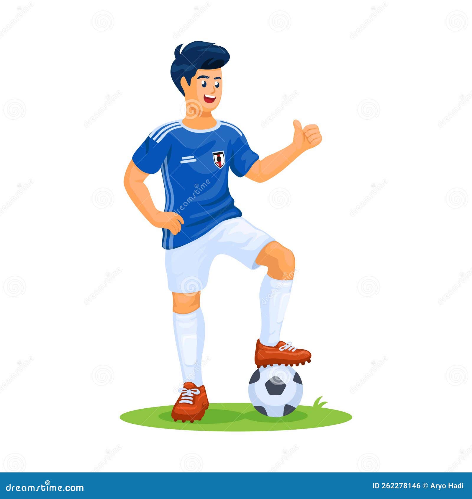 Japan Soccer Man Uniform Figure Cartoon Illustration Vector Stock ...