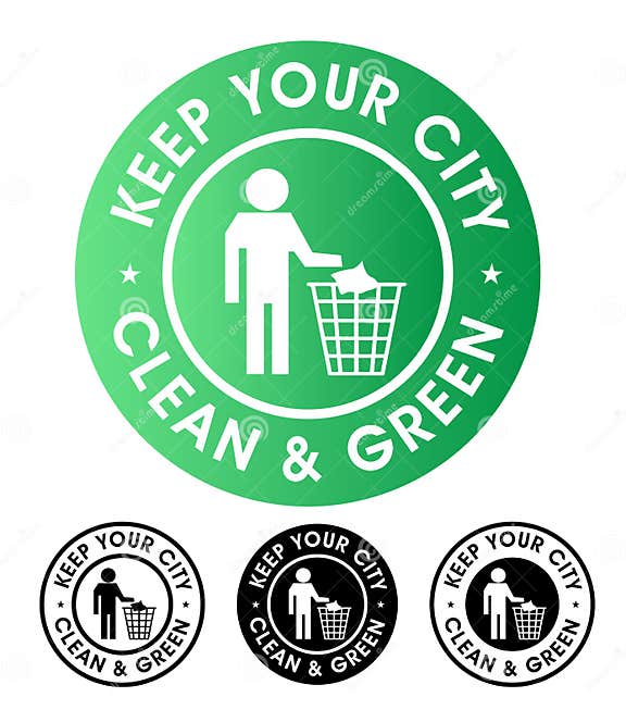 Keep Your City Clean and Green Vector Icon Set Stock Vector ...