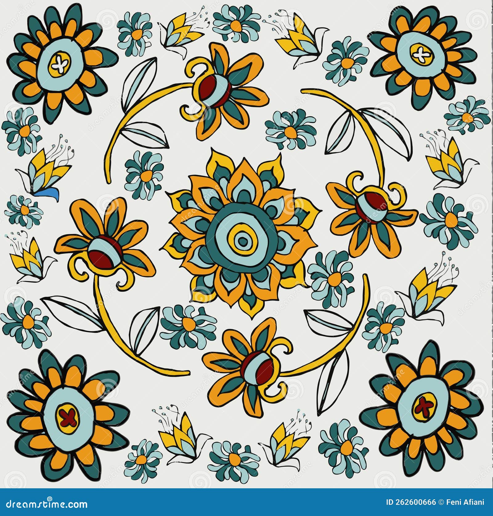 Flower Pattern, Classic Composition and Colors Stock Vector ...