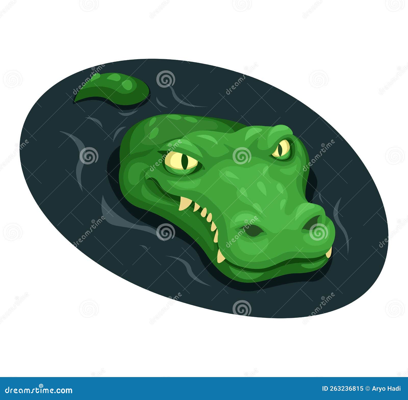 Crocodile Swimming on River Symbol Cartoon Illustration Vector Stock ...