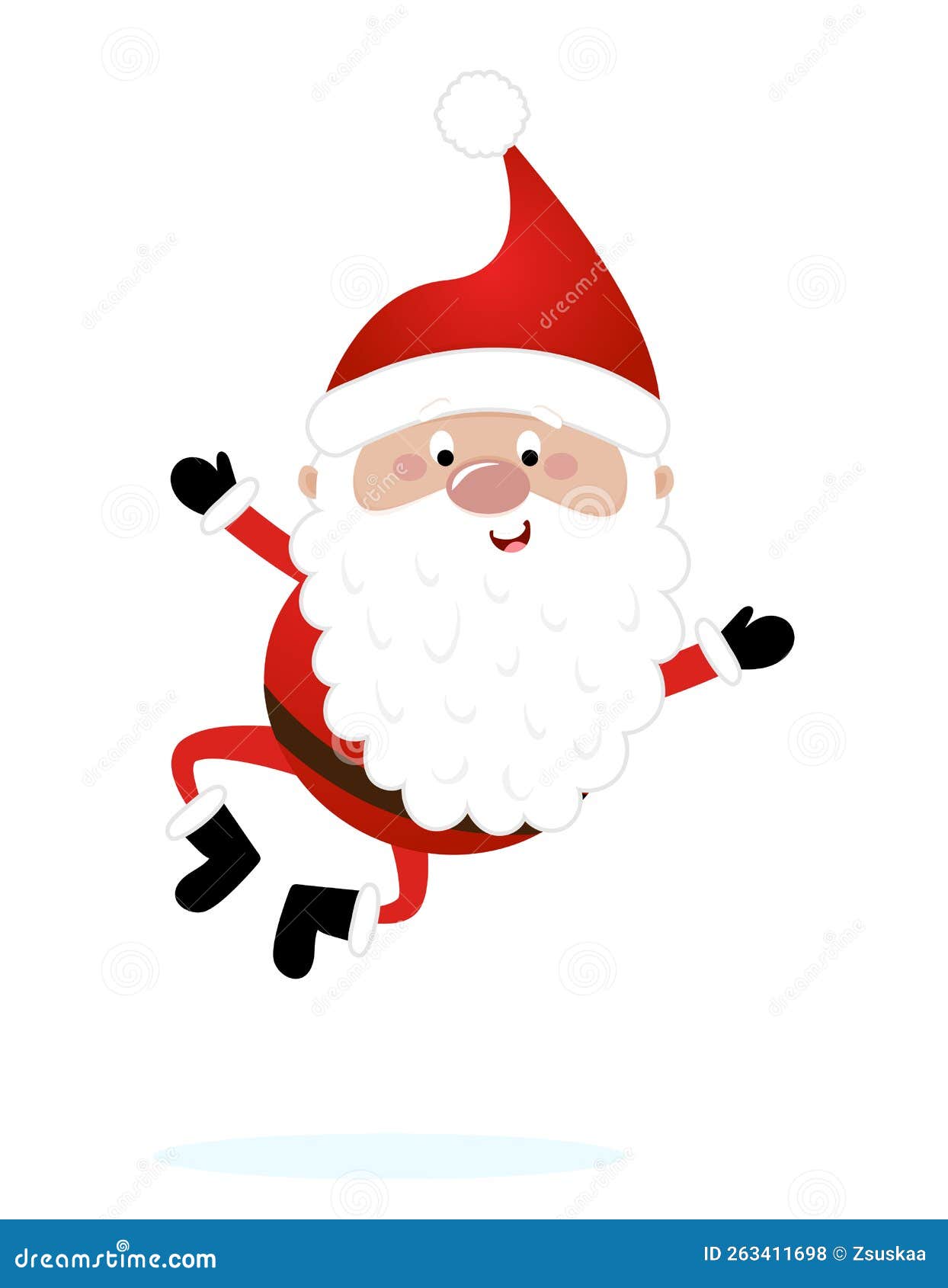 Santa Jumping Happily - Illustration in Cartoon Style. Merry Christmas ...