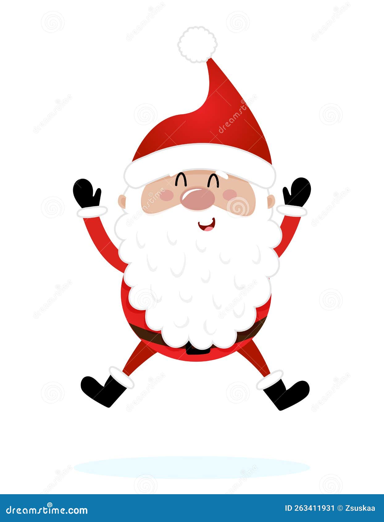 Jumping Santa - Illustration in Cartoon Style. Merry Christmas and ...