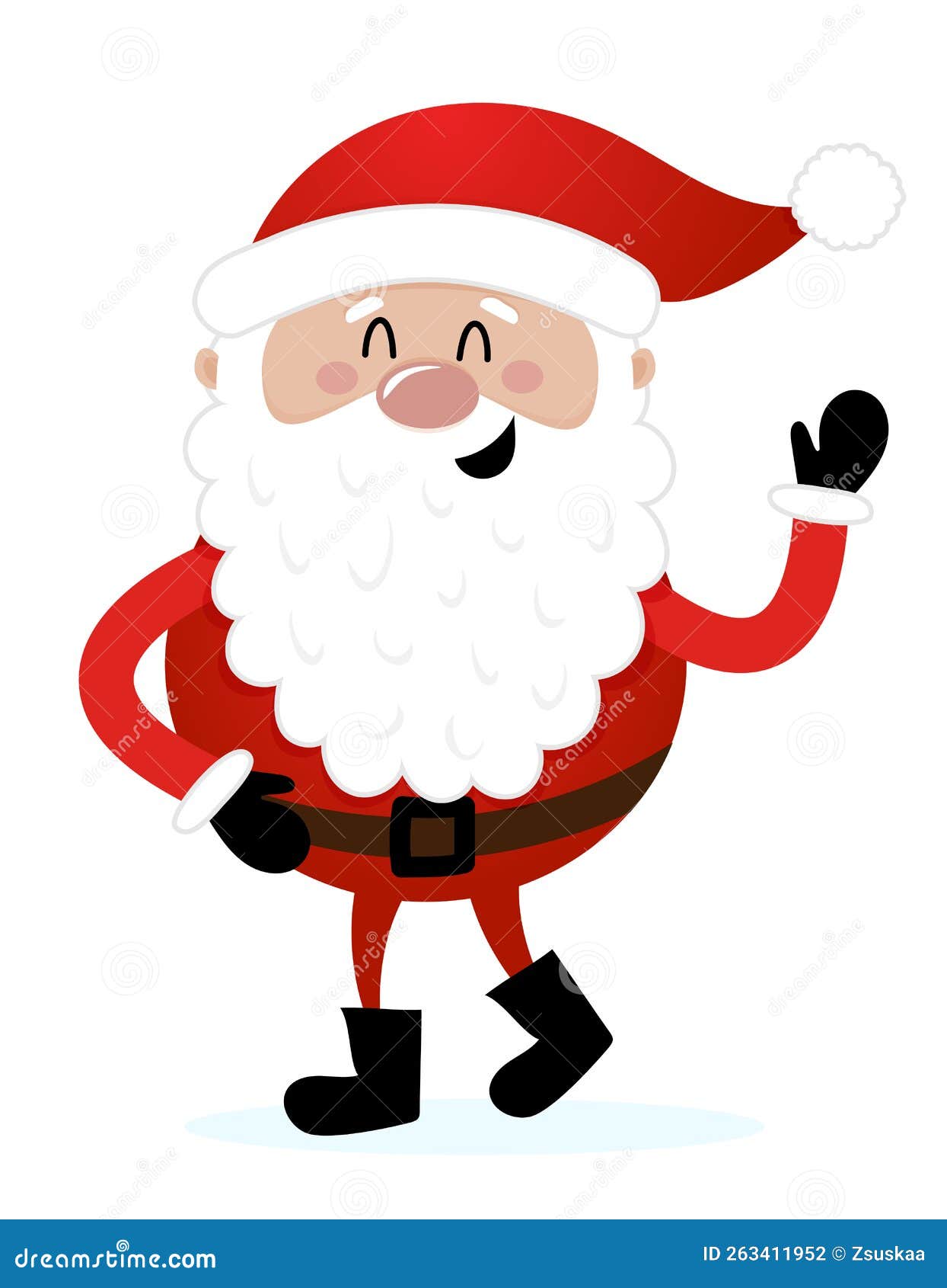 Standing Santa Waving - Illustration in Cartoon Style. Merry Christmas ...