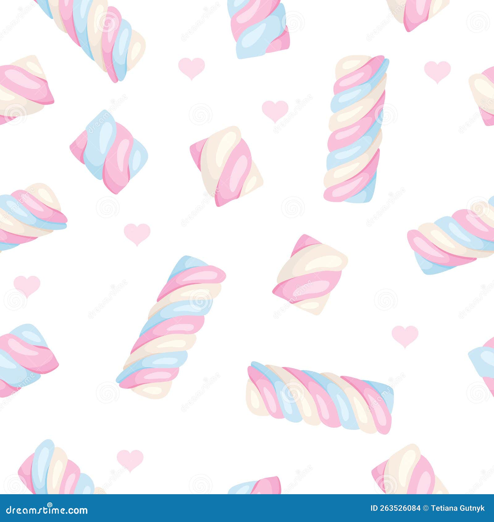 Marshmallow Vector Background. Seamless Pattern with Cartoon Cute ...
