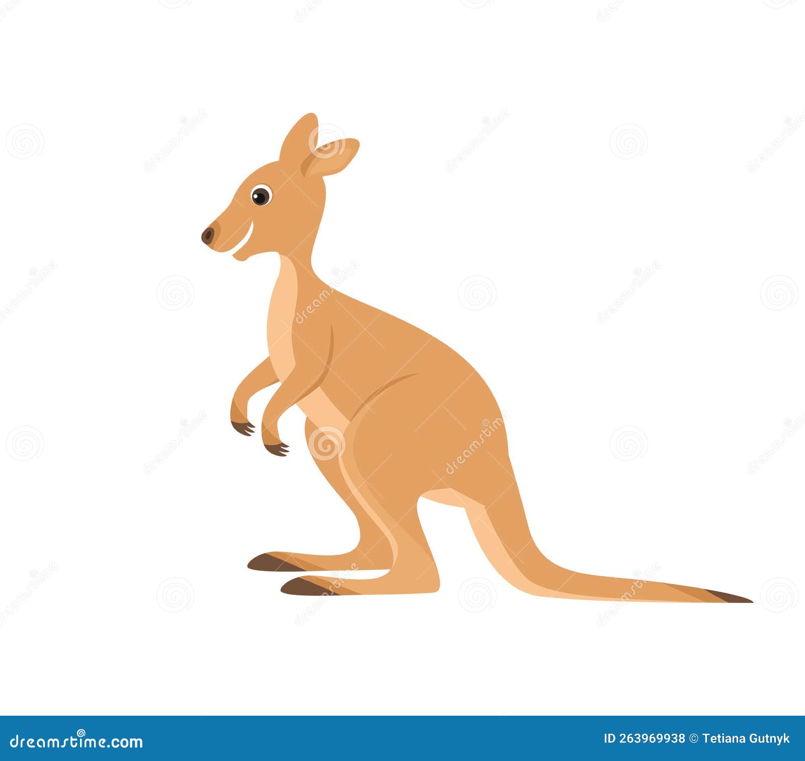 Wallaby. Cute Funny Australian Animal. Vector Cartoon Flat Illustration ...