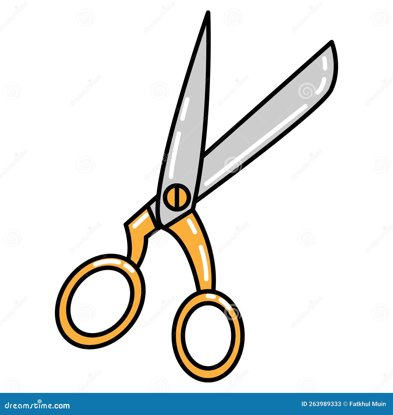 Golden scissors vector. stock vector. Illustration of scissors - 263989333