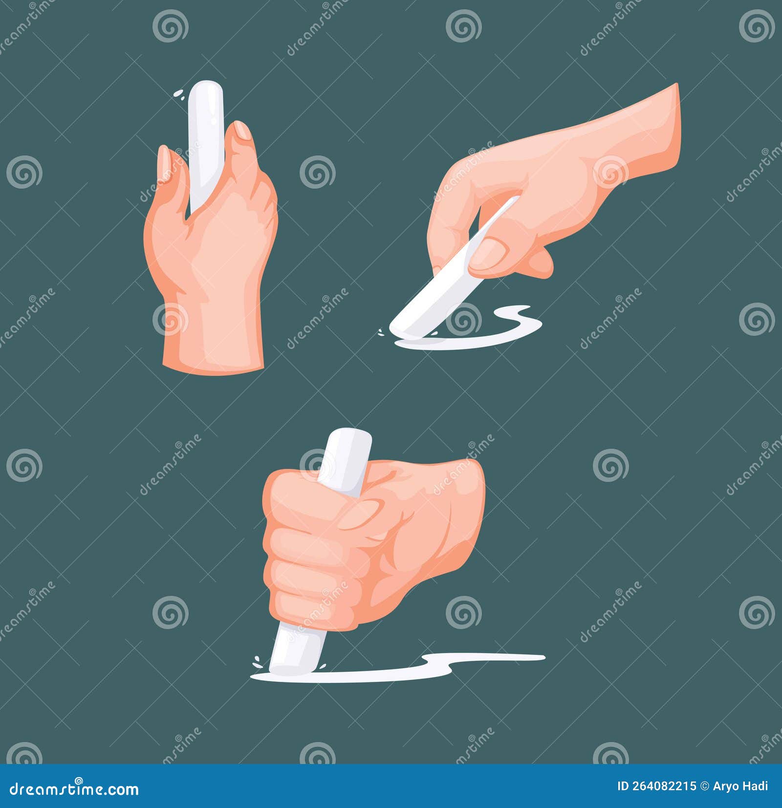 Hand Writing Using Chalk on Board Symbol Cartoon Illustration Vector ...