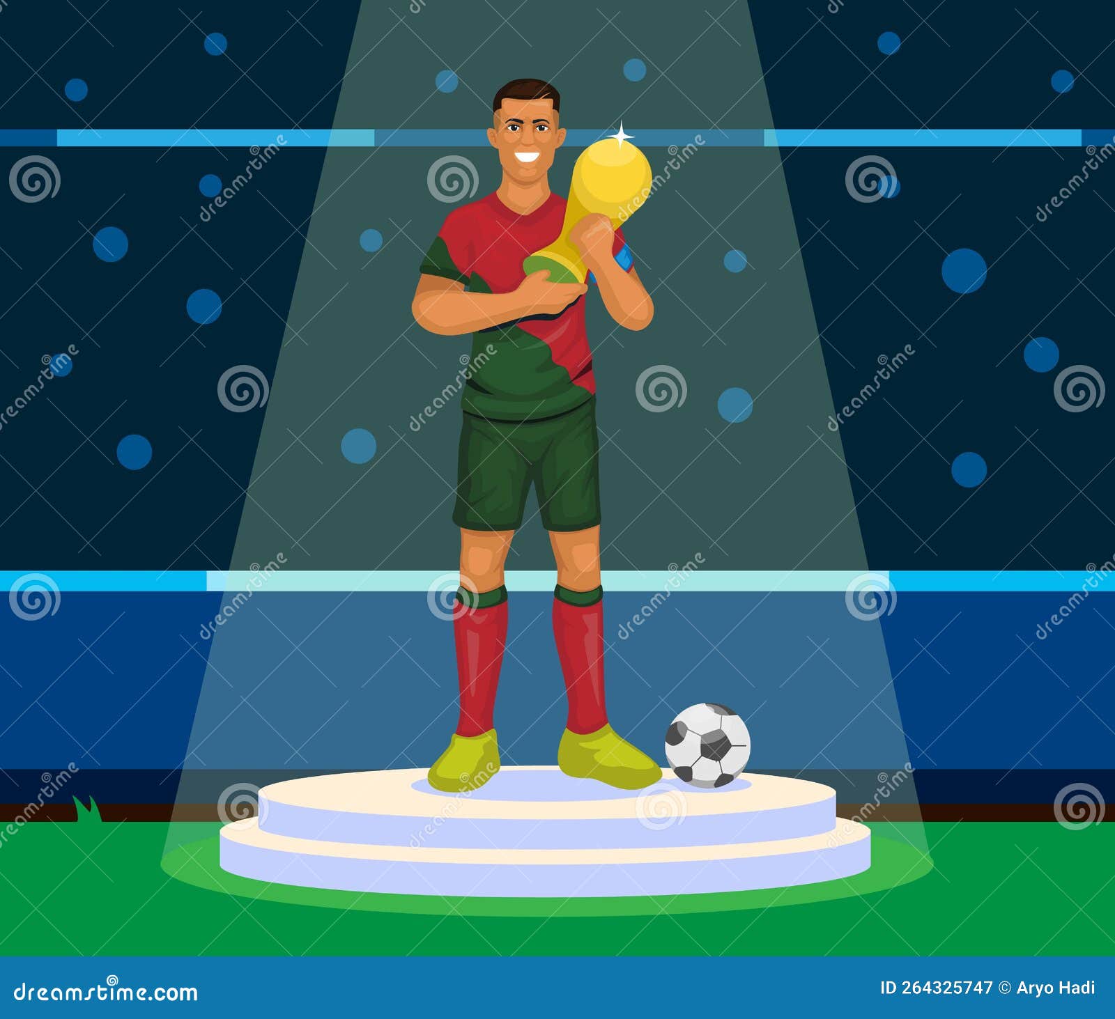 Illustration of Christiano Ronaldo Portugal Soccer Team Holding Thropy ...