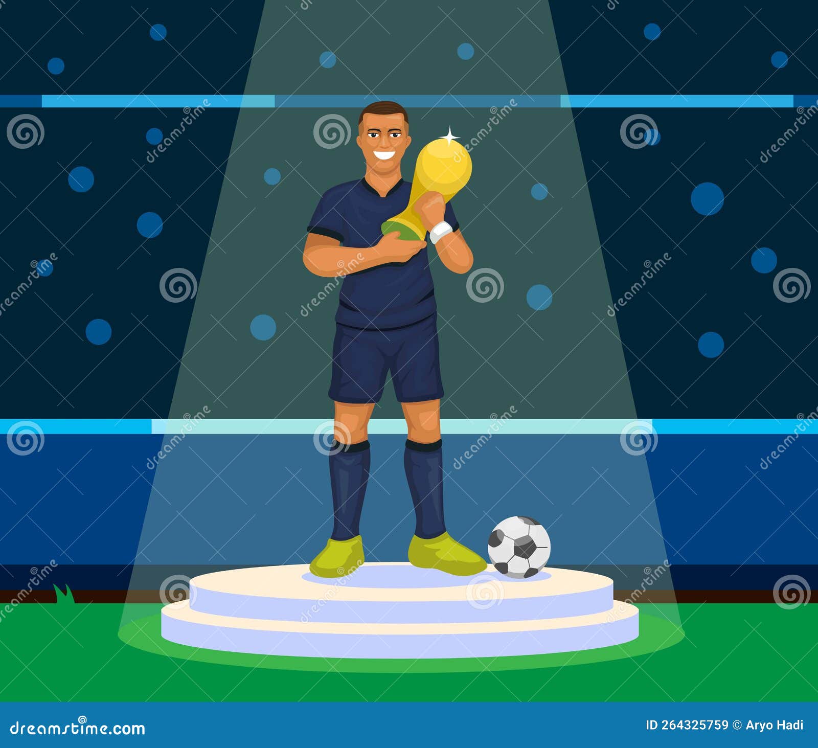 Illustration of Kylian MbappÃ© France Soccer Team Holding Trophy ...