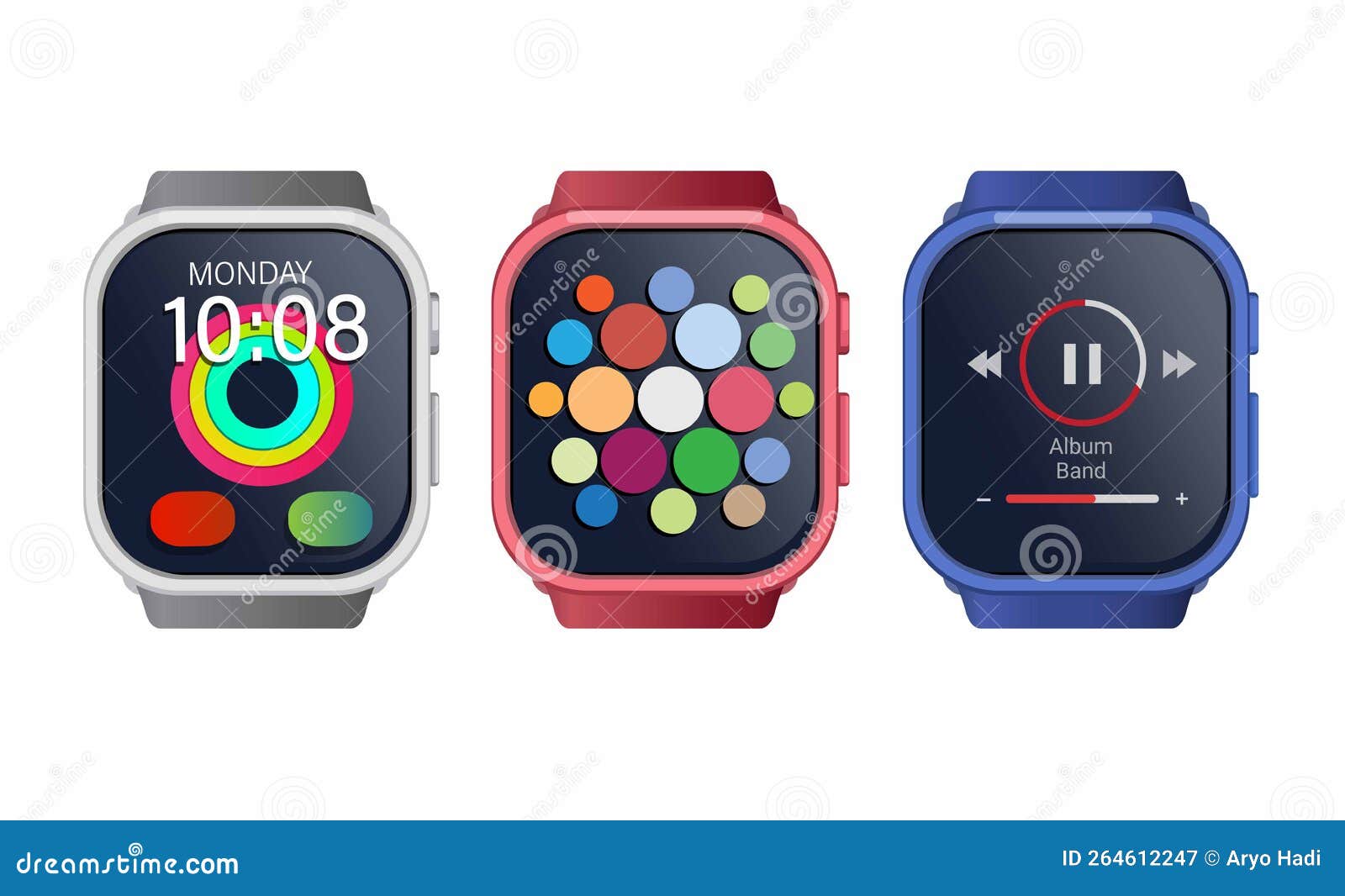 Smartwatch with Ui Icon Set Illustration Vector Stock Vector ...