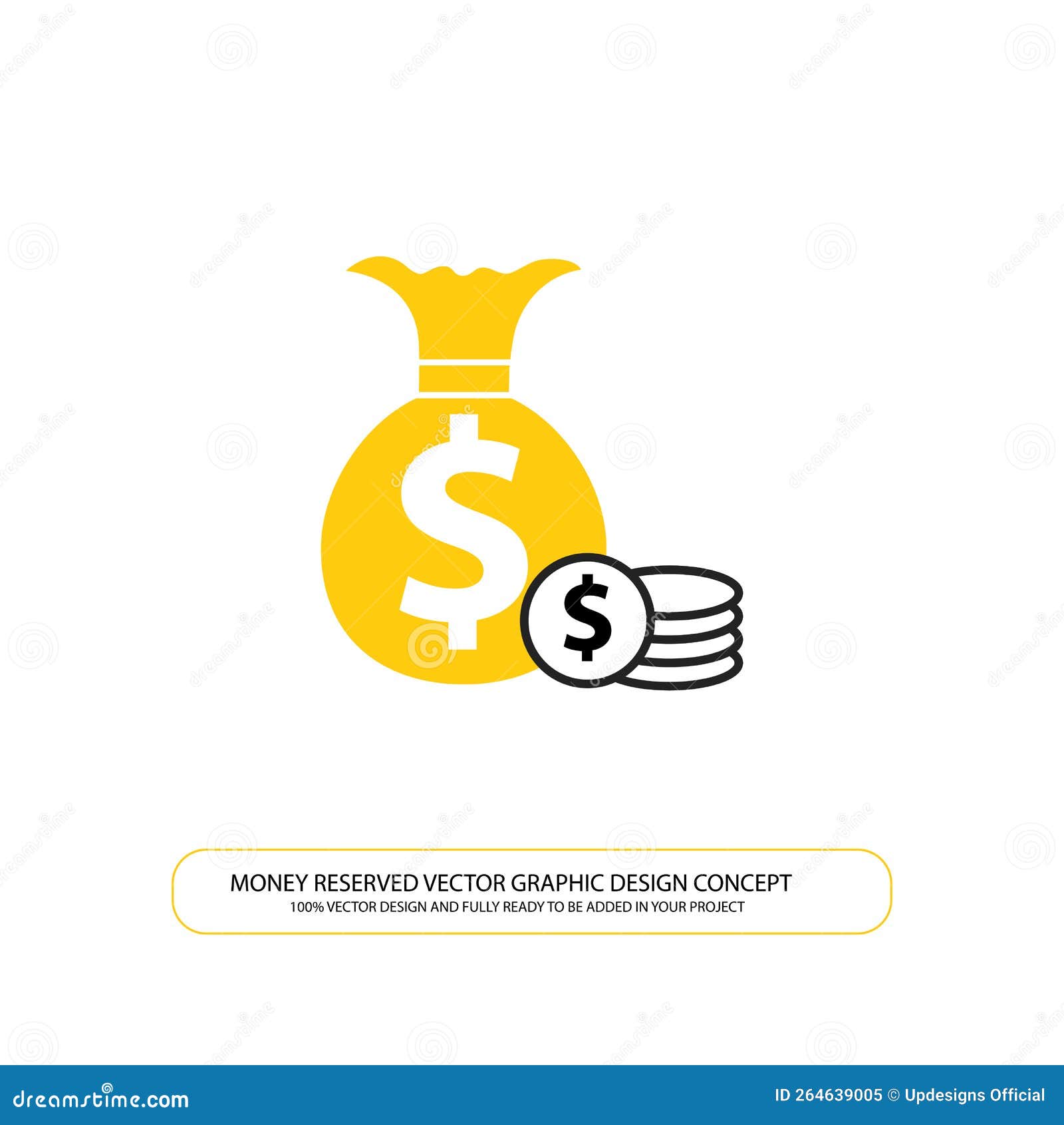Money Reserved Bag and Coins Full Vector Design, Finance, Commerce and ...