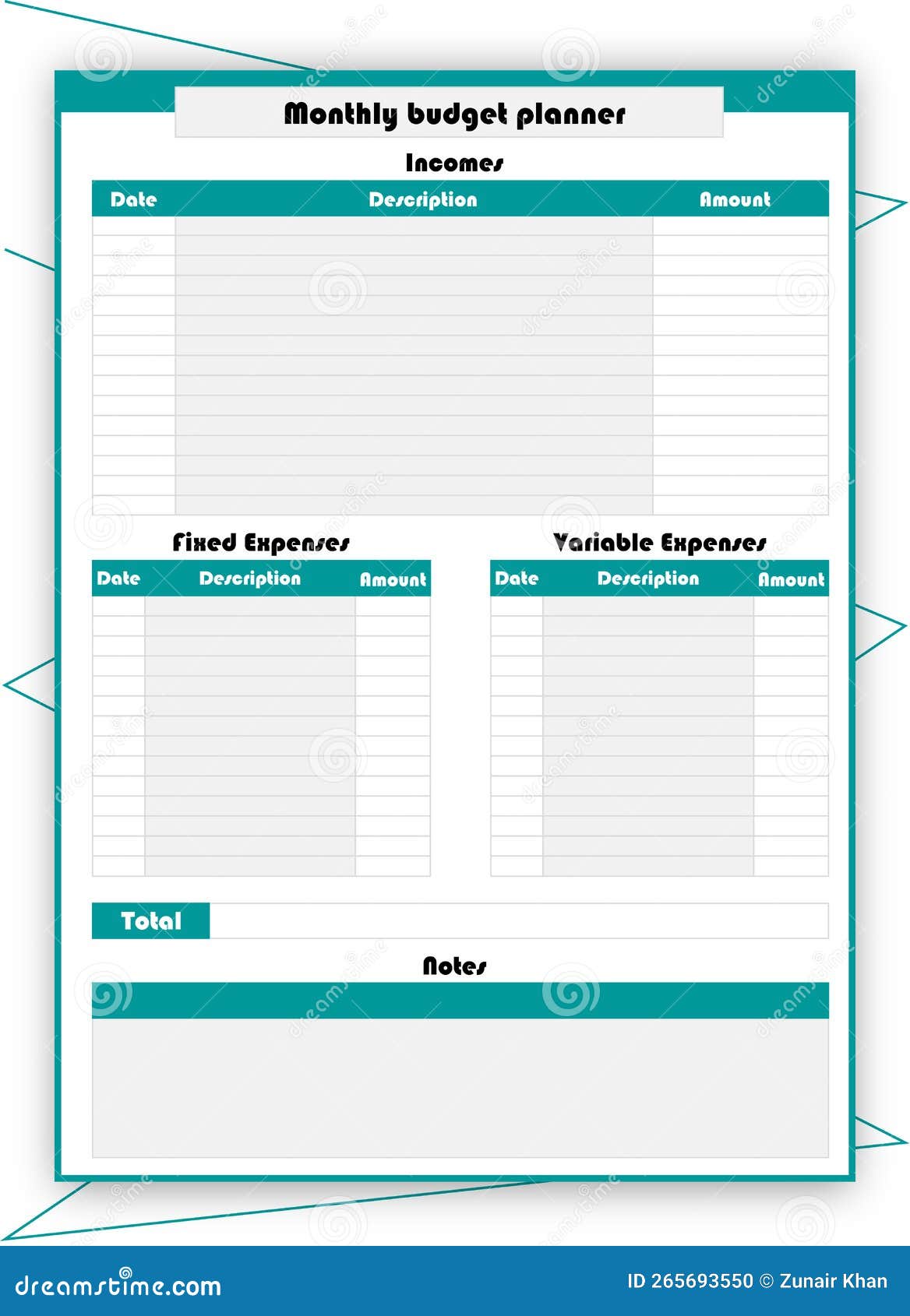 Professional Monthly Budget Planner Template In Light Colors Cartoon ...