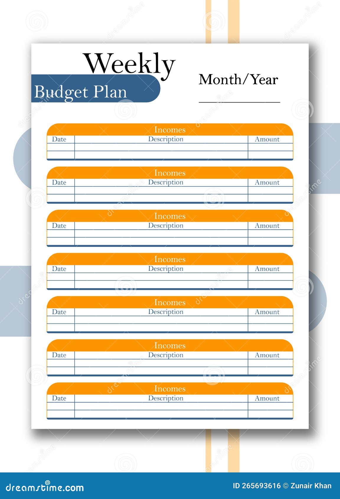 Professional Weekly Budget Planner Template Stock Vector - Illustration ...