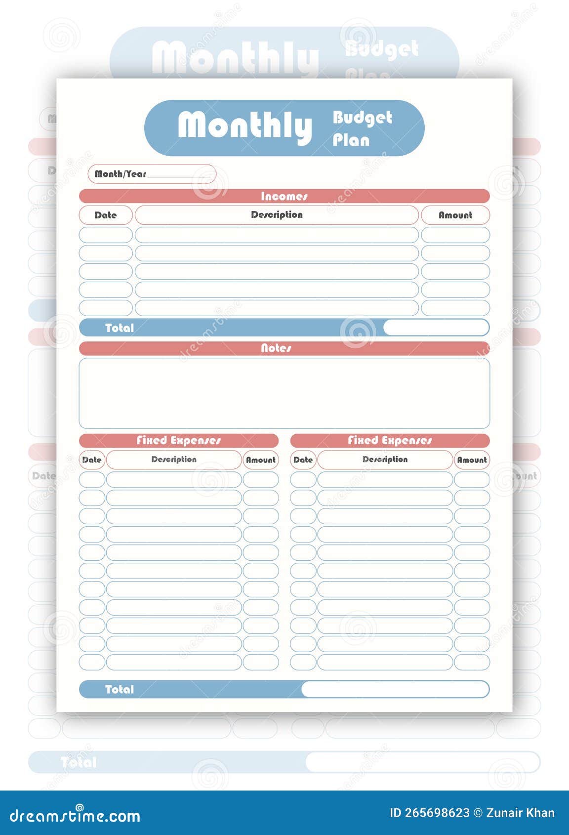 Beautiful Monthly Budget Plan Template, Bubbles Design Cartoon Vector ...
