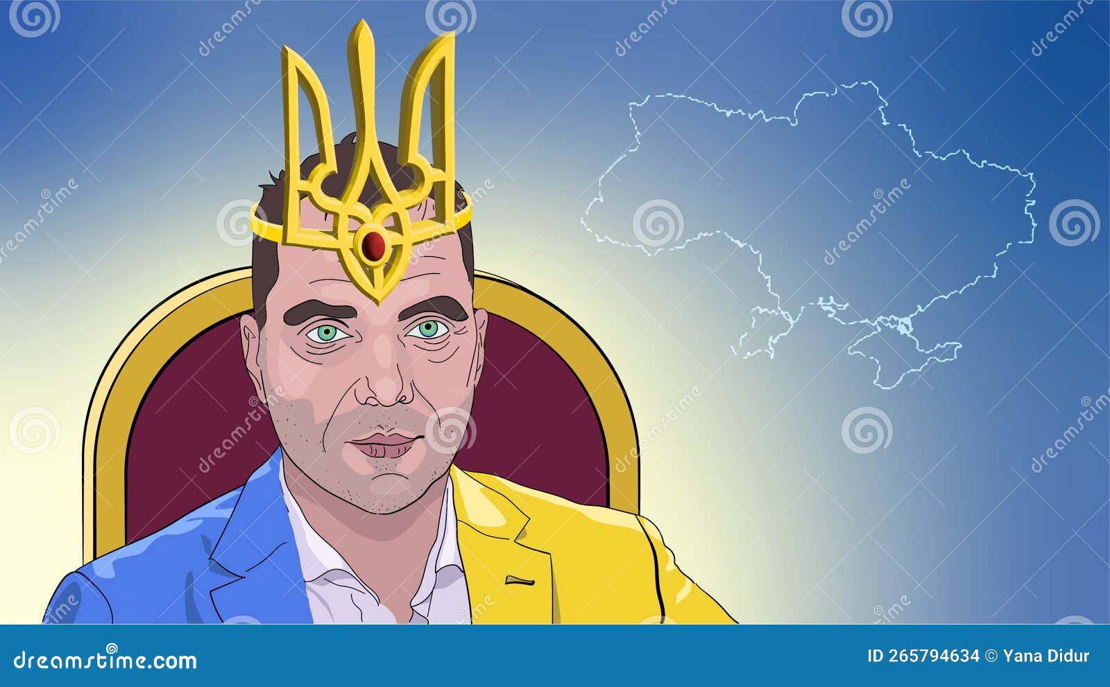 Olexiy Arestovych As a Monarch in the Crown in a Shape of Ukrainian ...