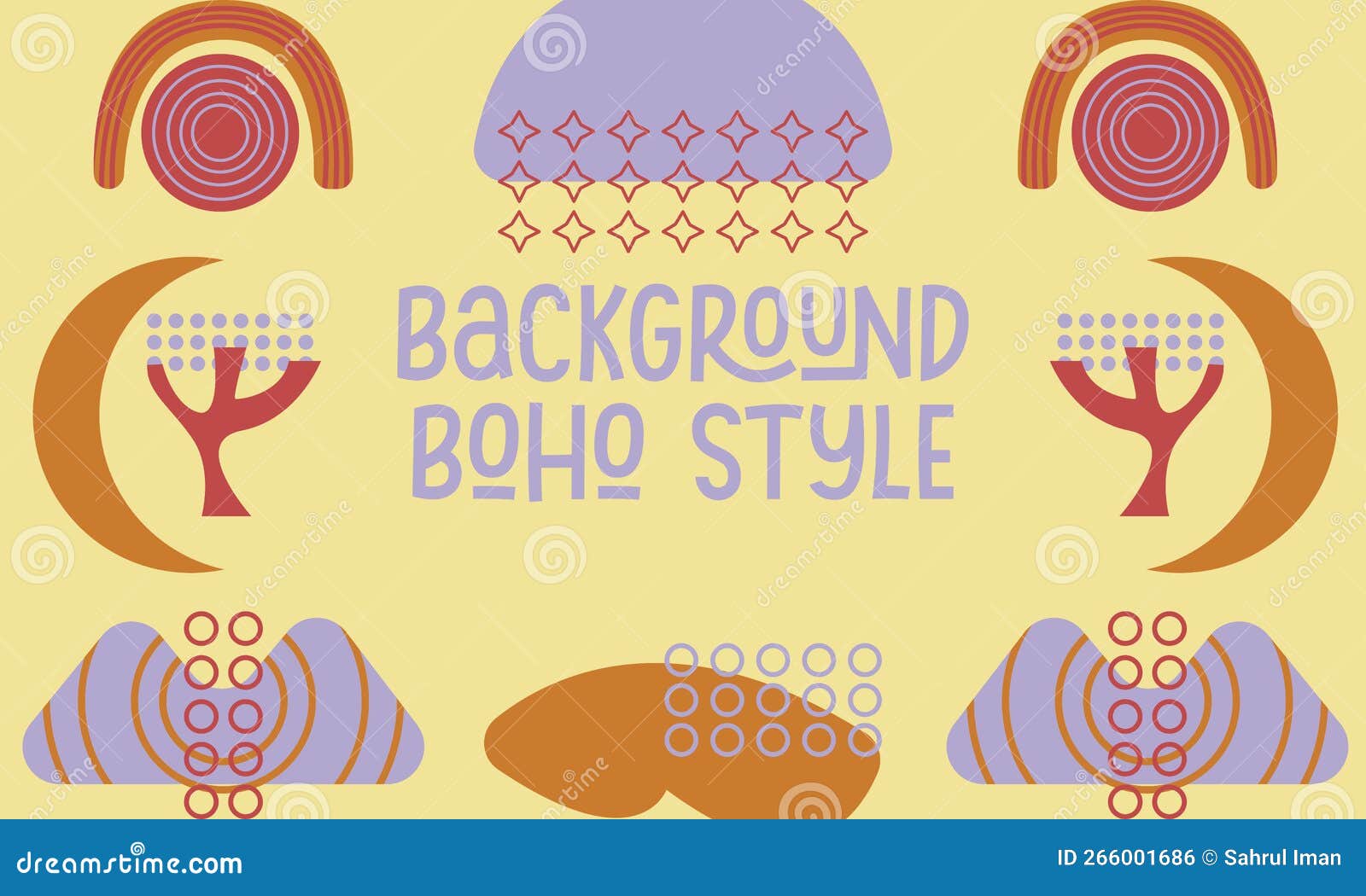 Background Boho and Hand Draw Style Rainbow Stock Illustration ...