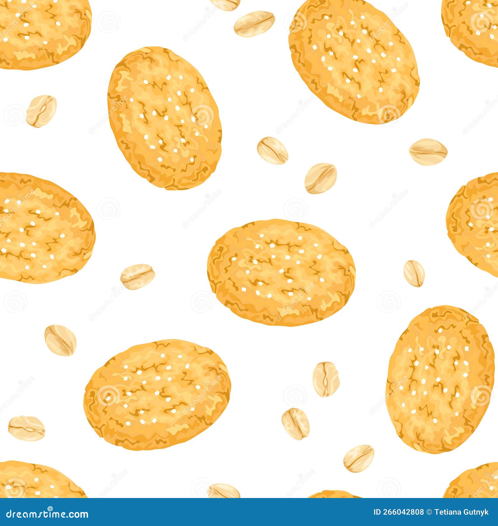 Oatmeal Cookies Background. Seamless Pattern with Healthy Pastries and ...