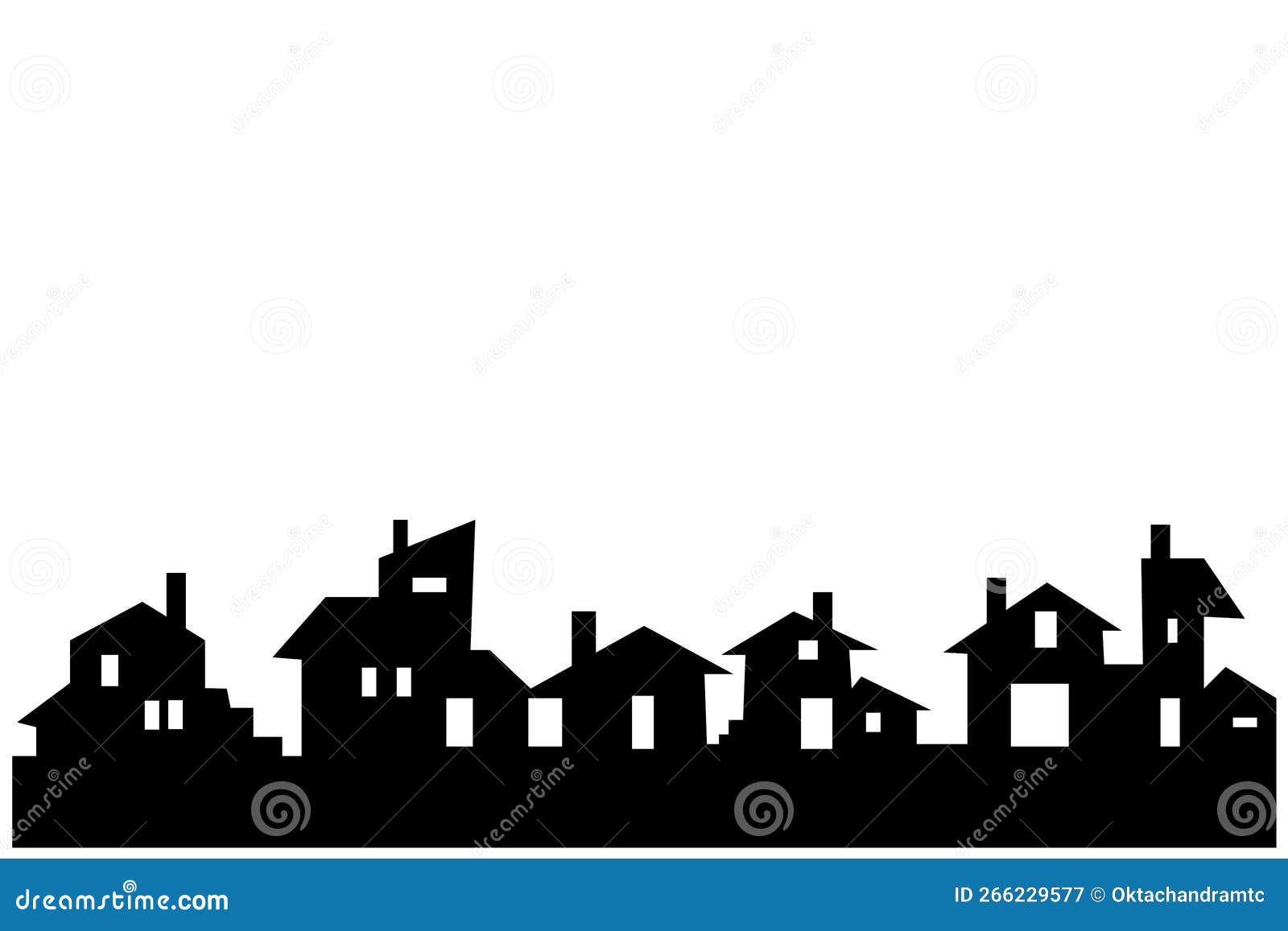 Densely Populated Urban Settlement Silhouette Illustration Isolated On ...