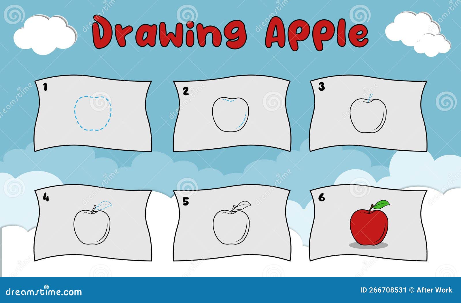 Apple To Draw. Drawing Book for Children. Stock Vector - Illustration ...