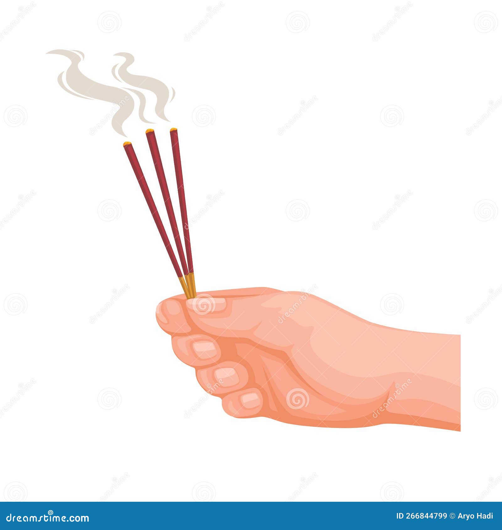 Hand Holding Incense Stick Buddhist Praying Religion Symbol Cartoon ...