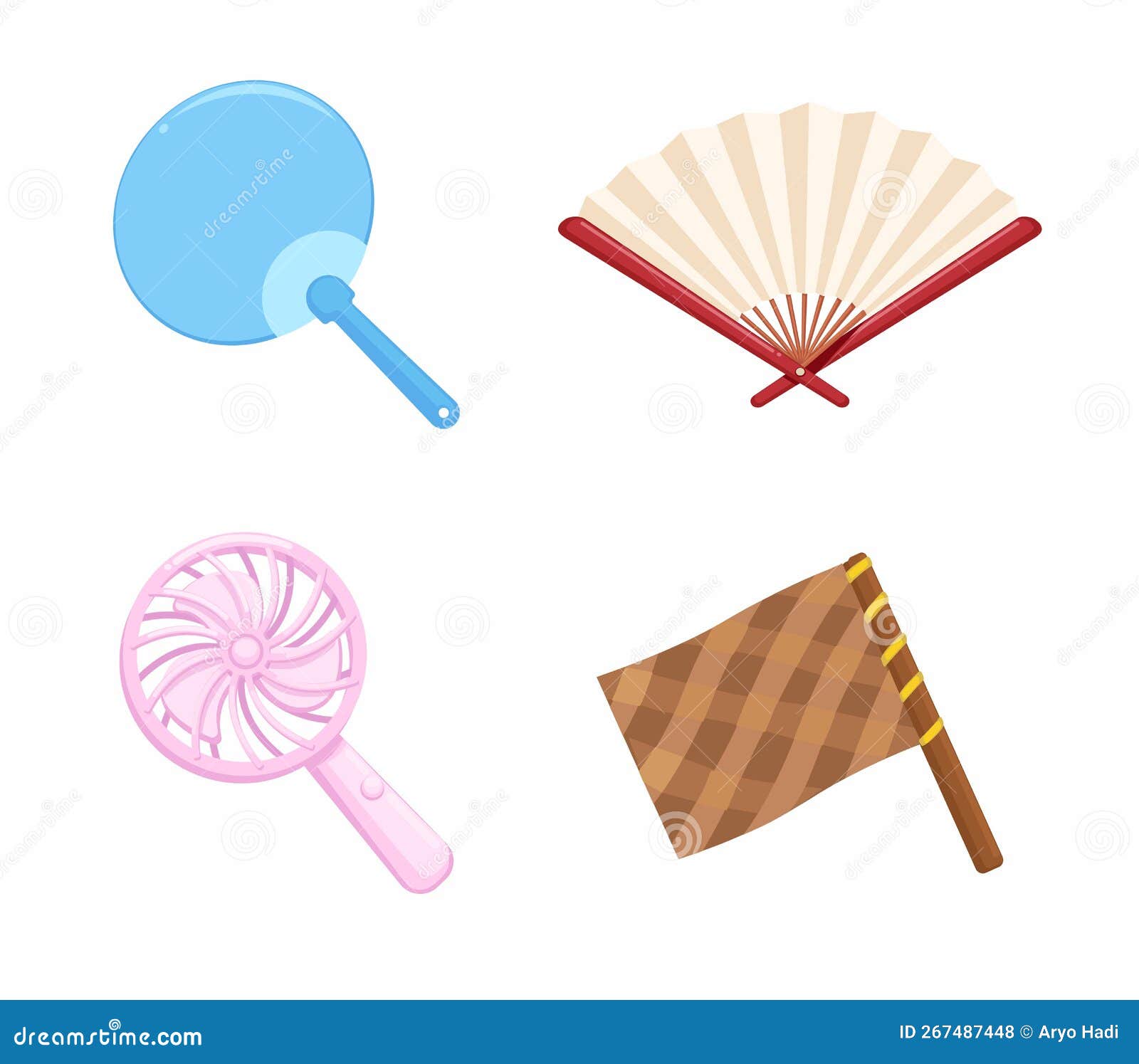 Hand Fan Symbol Collection Set Cartoon Illustration Vector Stock Vector ...