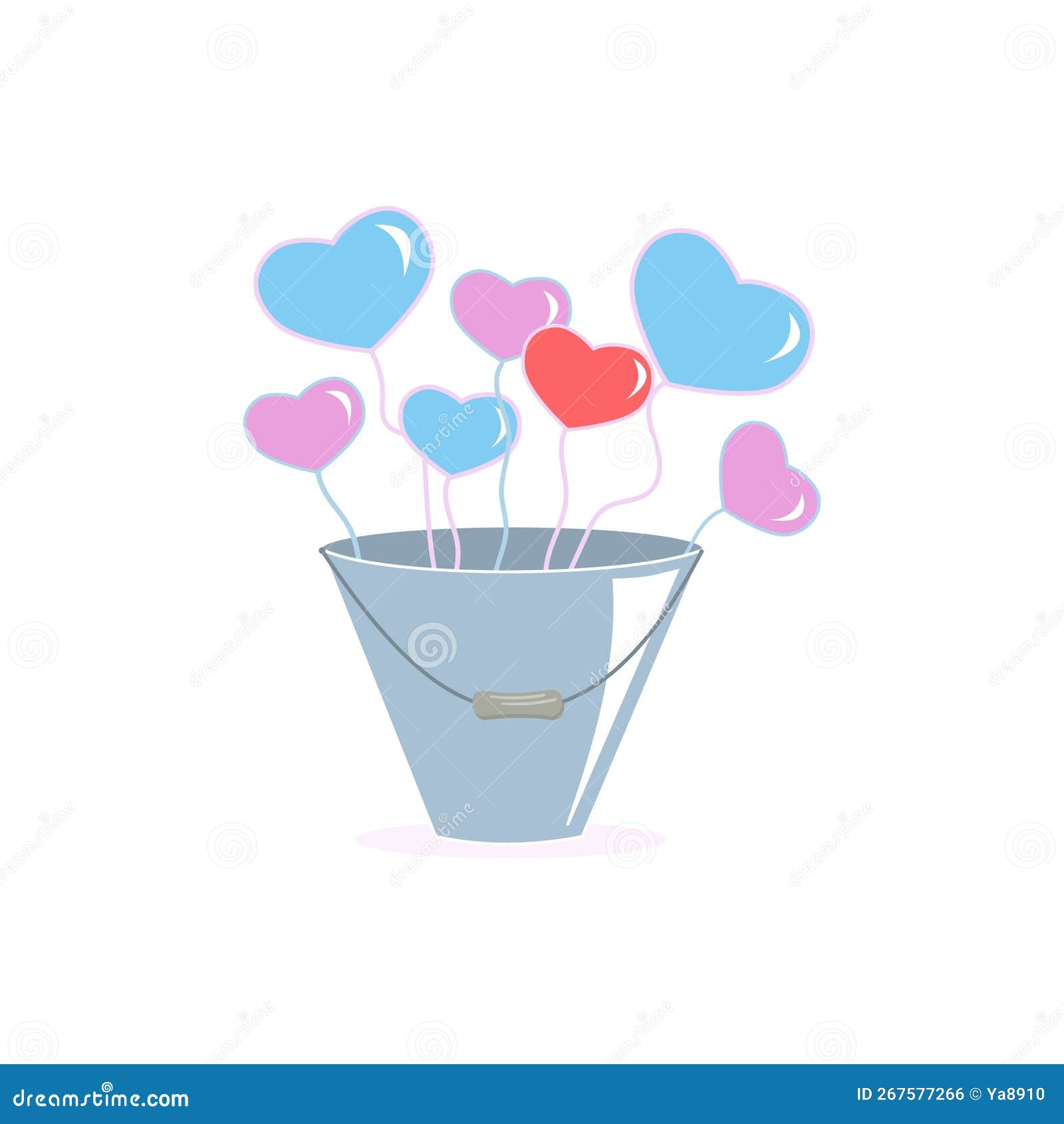 Bucket of Hearts Illustration Stock Illustration - Illustration of ...