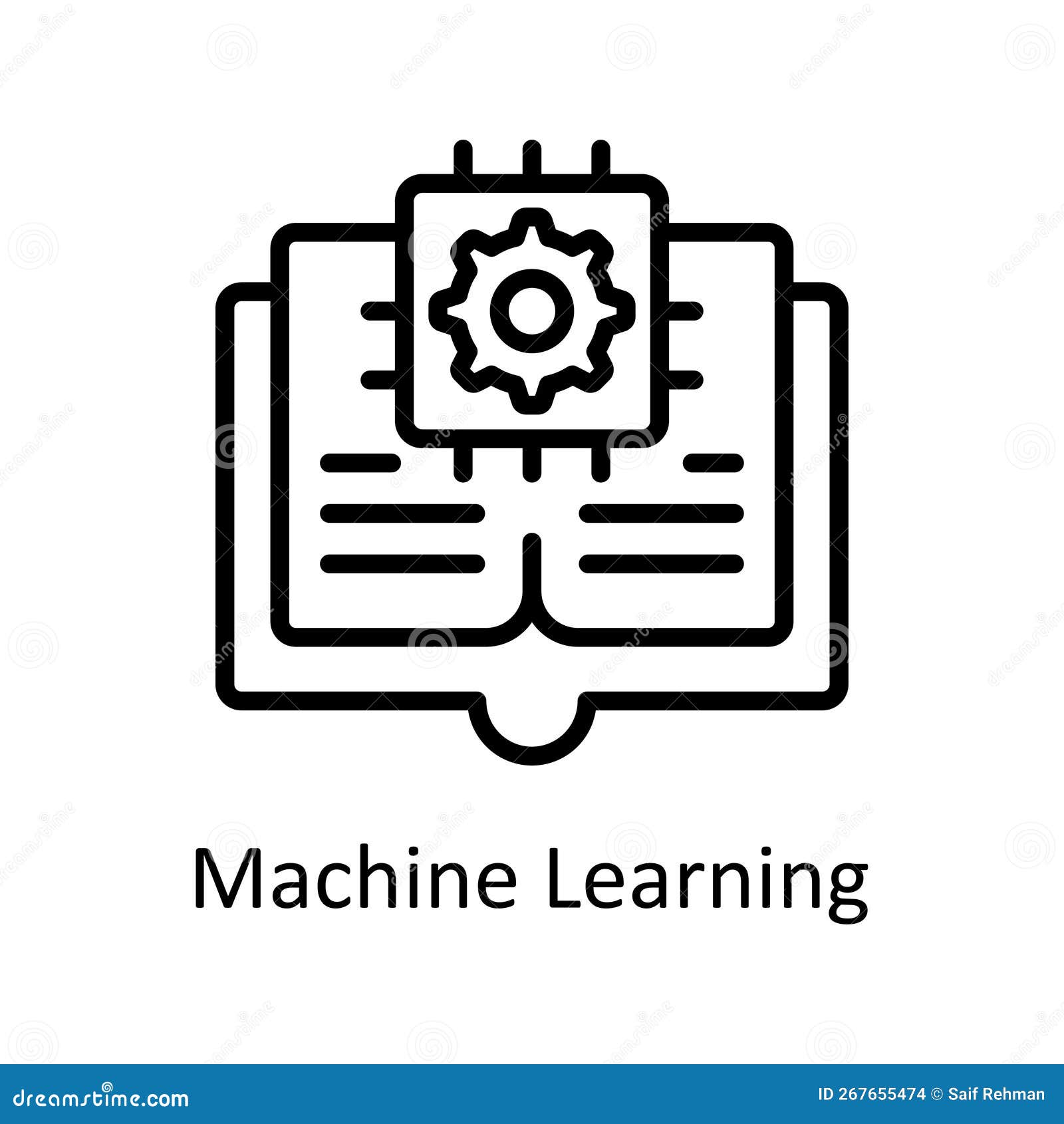 Machine Learning Vector Outline Icon Design Illustration. Artificial ...
