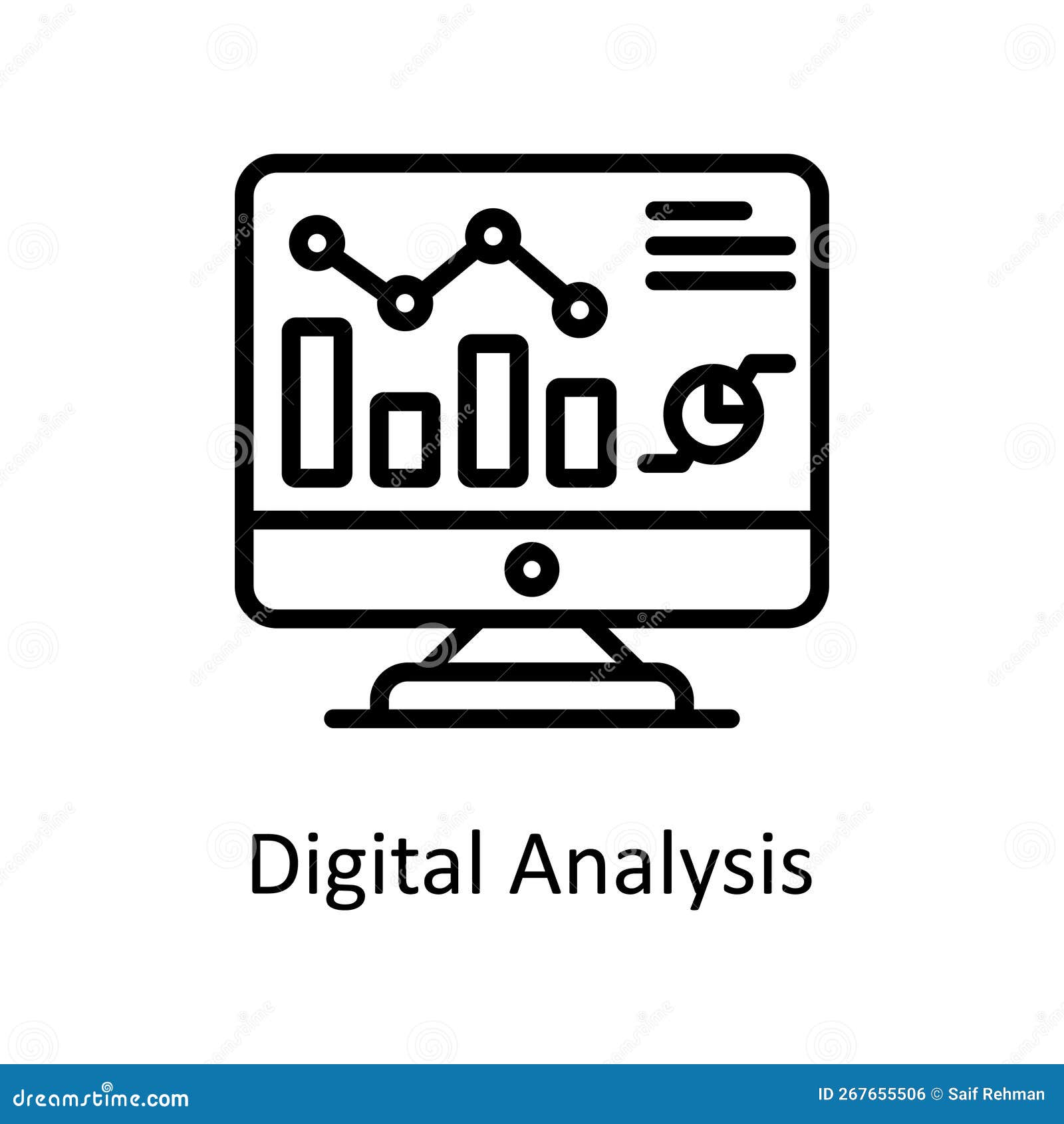 Digital Analysis Vector Outline Icon Design Illustration. Artificial ...