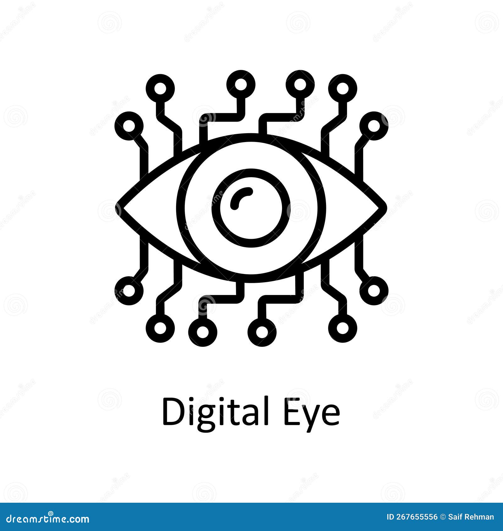 Digital Eye Vector Outline Icon Design Illustration. Artificial ...