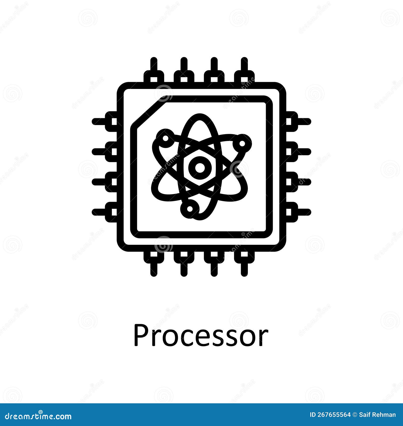 Processor Vector Outline Icon Design Illustration. Artificial ...