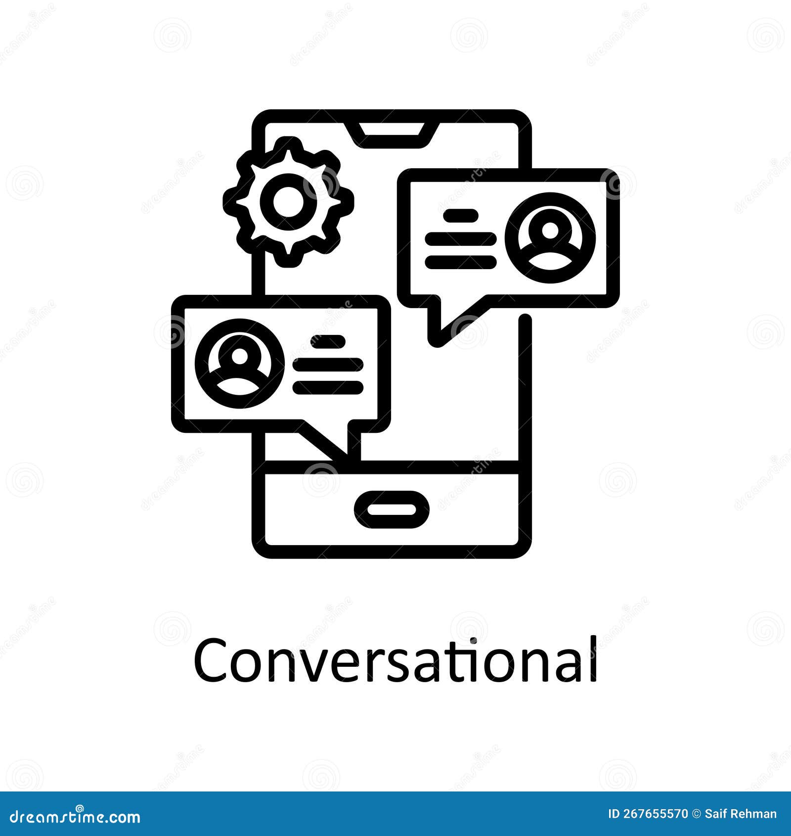 Conversational Vector Outline Icon Design Illustration. Artificial ...
