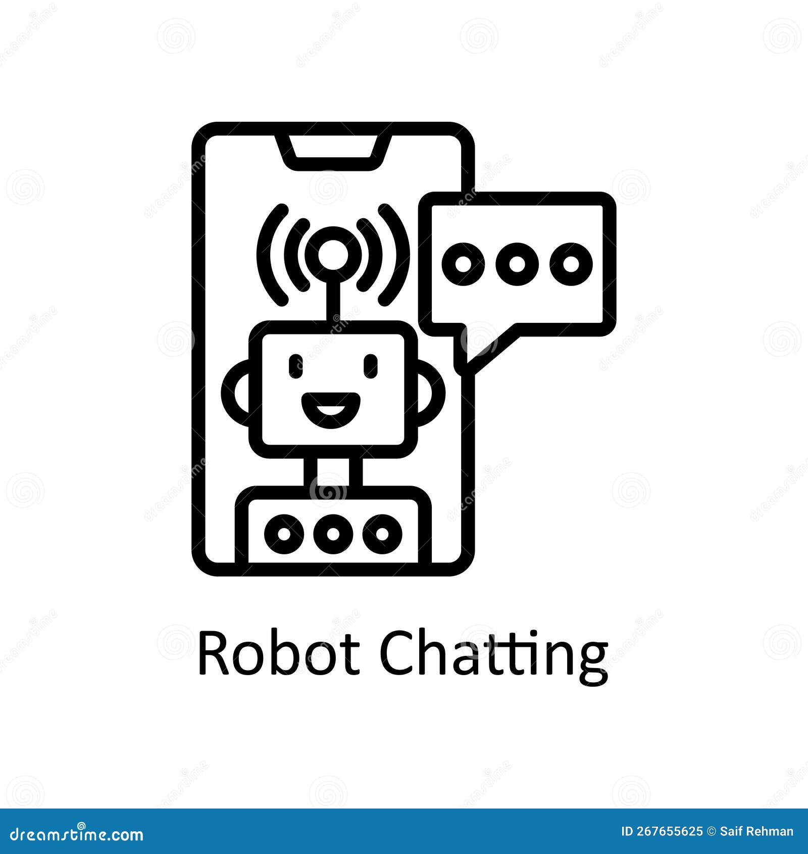 Robot Chatting Vector Outline Icon Design Illustration. Artificial ...
