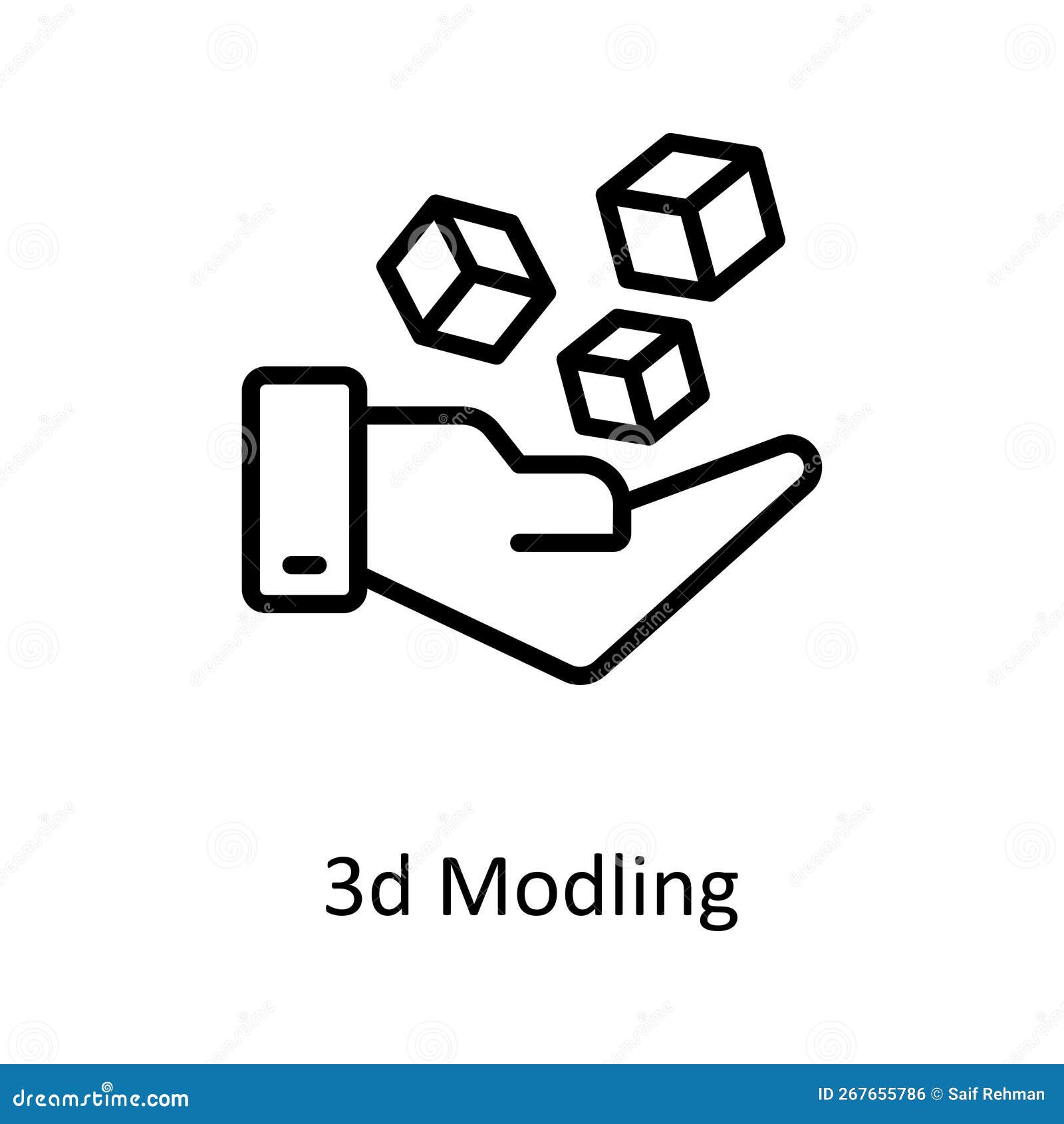 3d Modeling Vector Outline Icon Design Illustration. Artificial ...