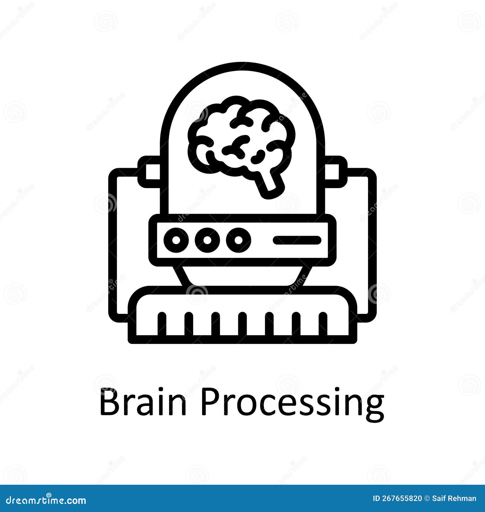 Brain Processing Vector Outline Icon Design Illustration. Artificial ...