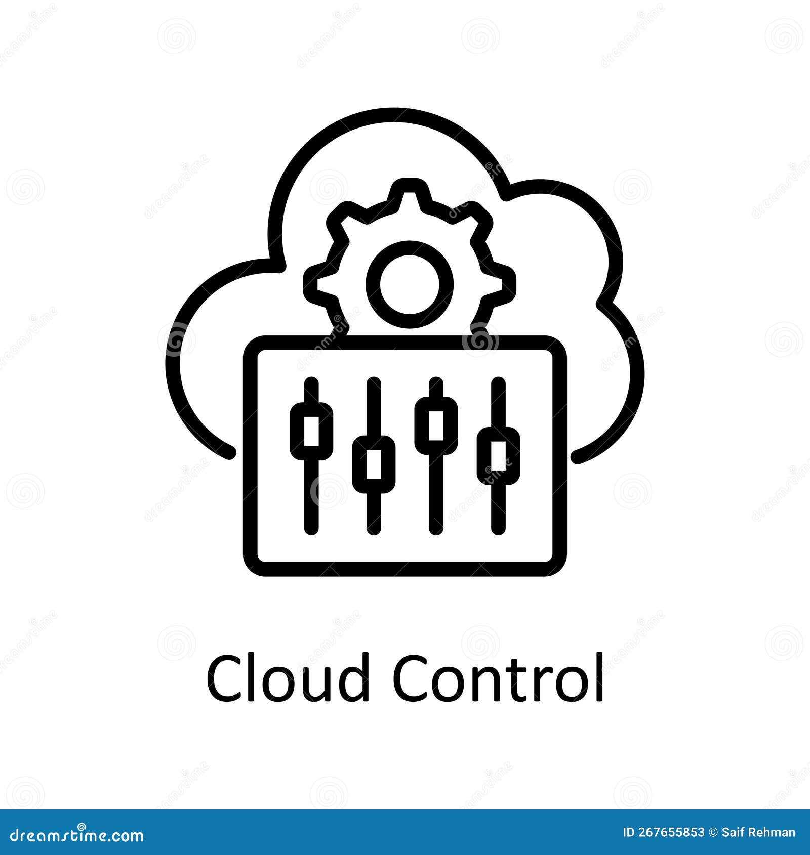 Cloud Control Vector Outline Icon Design Illustration. Artificial ...