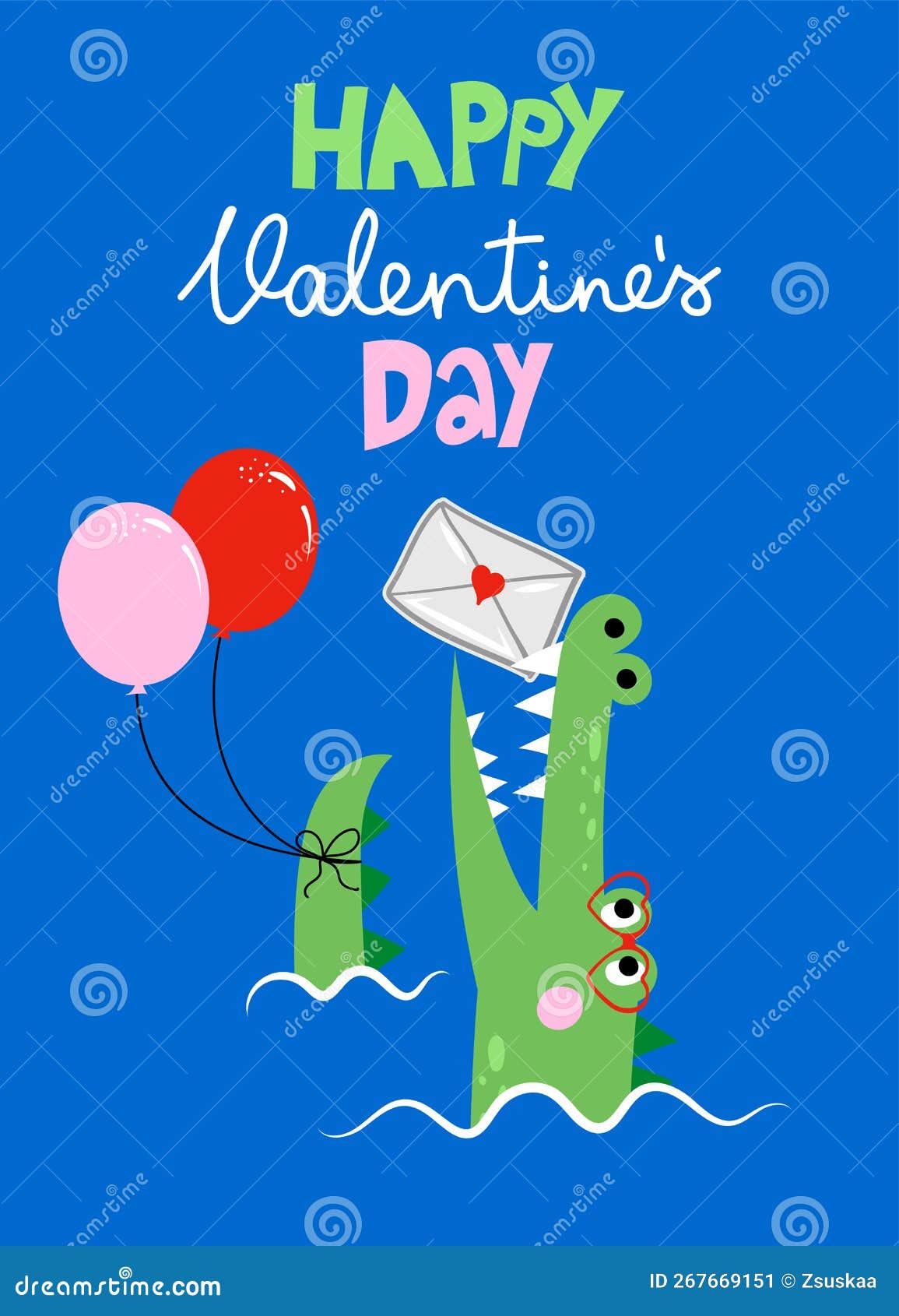 Card With Croco Mom And Children Vector Illustration | CartoonDealer ...