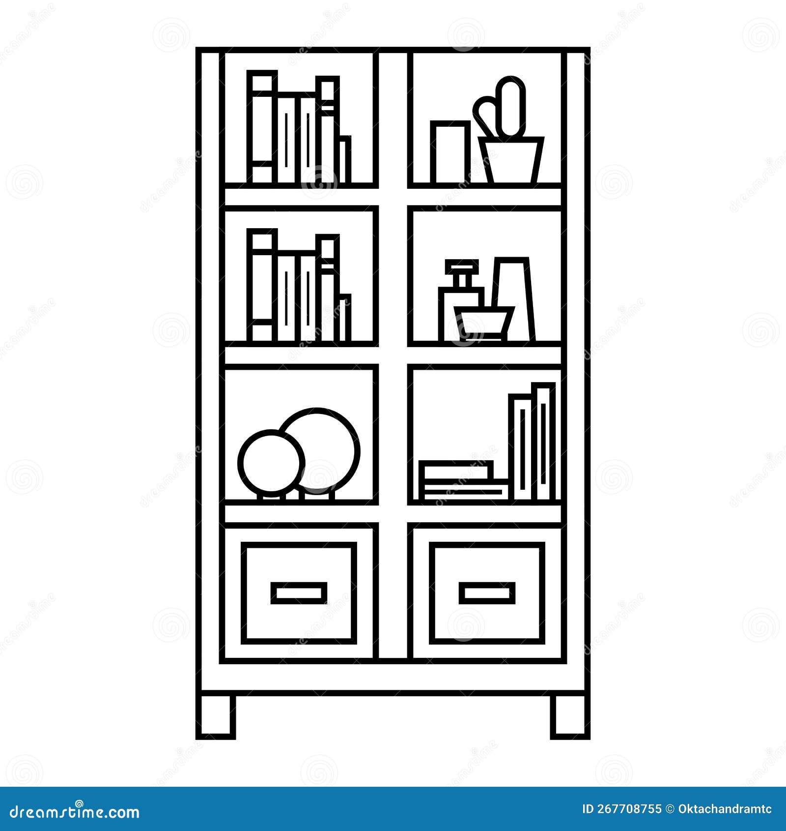 Bookshelf Icon. Outline Illustration of Bookshelf Vector Icon for Web ...