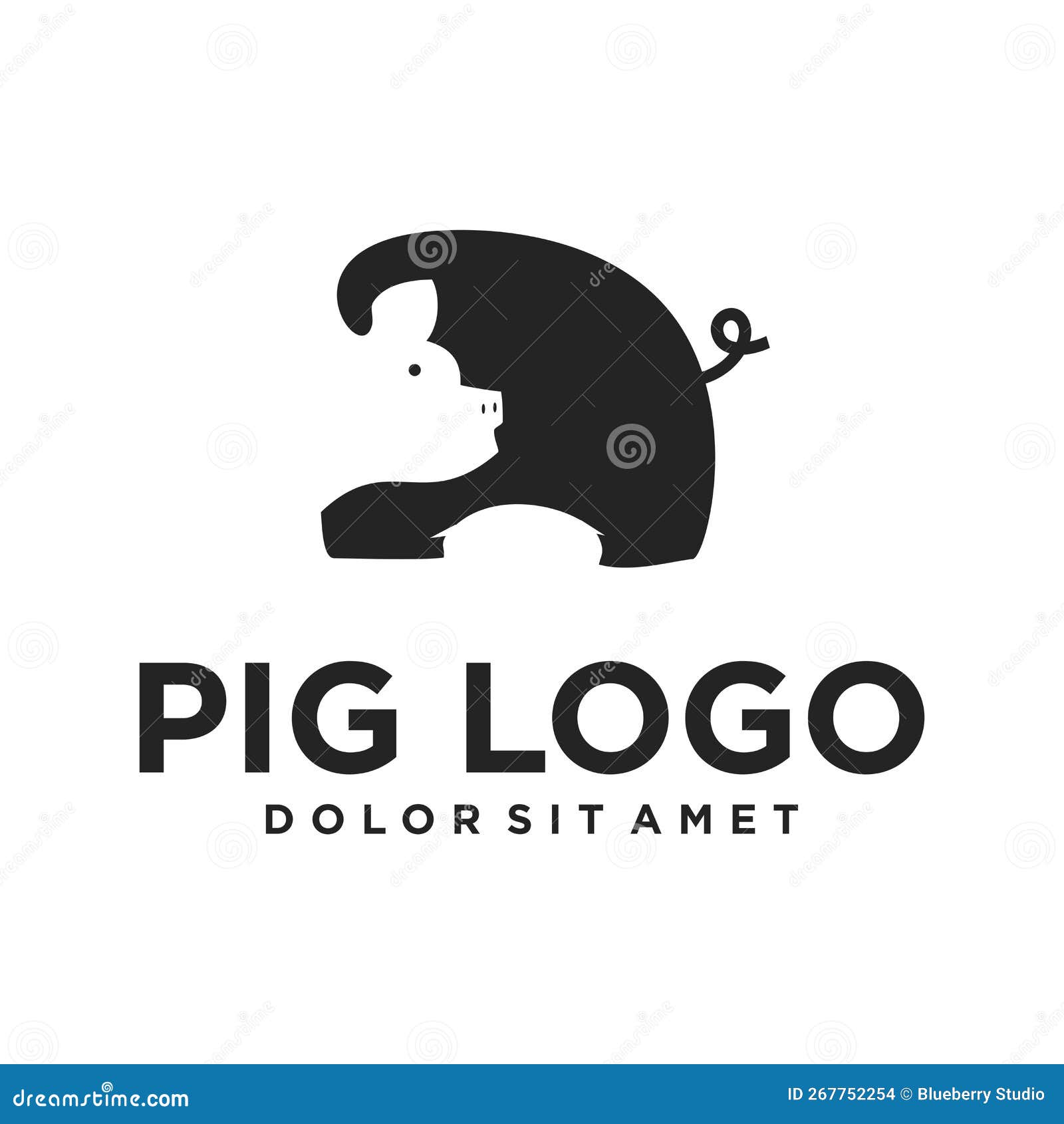 Pig Looking Back Logo Design Silhouette Art & Illustration Stock ...