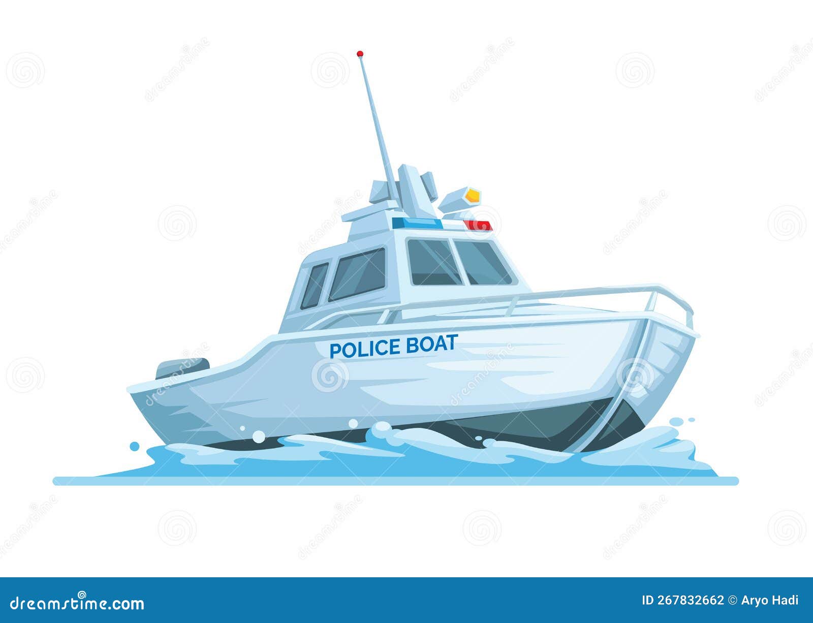 Police Patrol Boat Ship Cartoon Illustration Vector | CartoonDealer.com ...