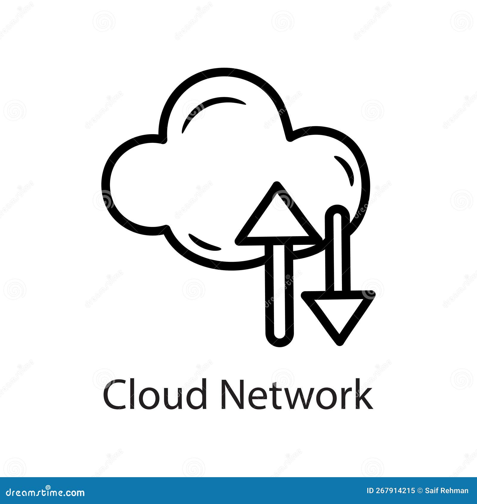 Cloud Network Outline Icon Design Illustration. Data Symbol on White ...