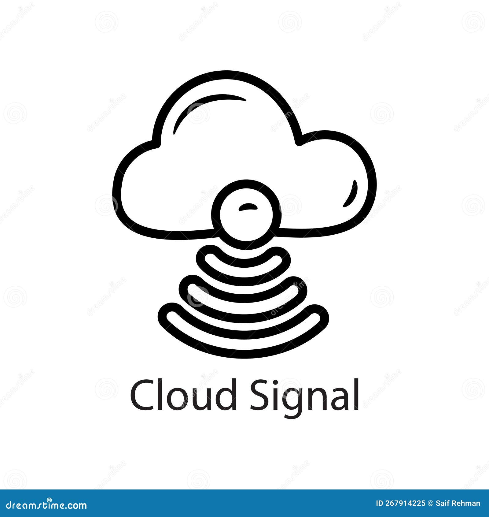 Cloud Signal Outline Icon Design Illustration. Data Symbol on White ...