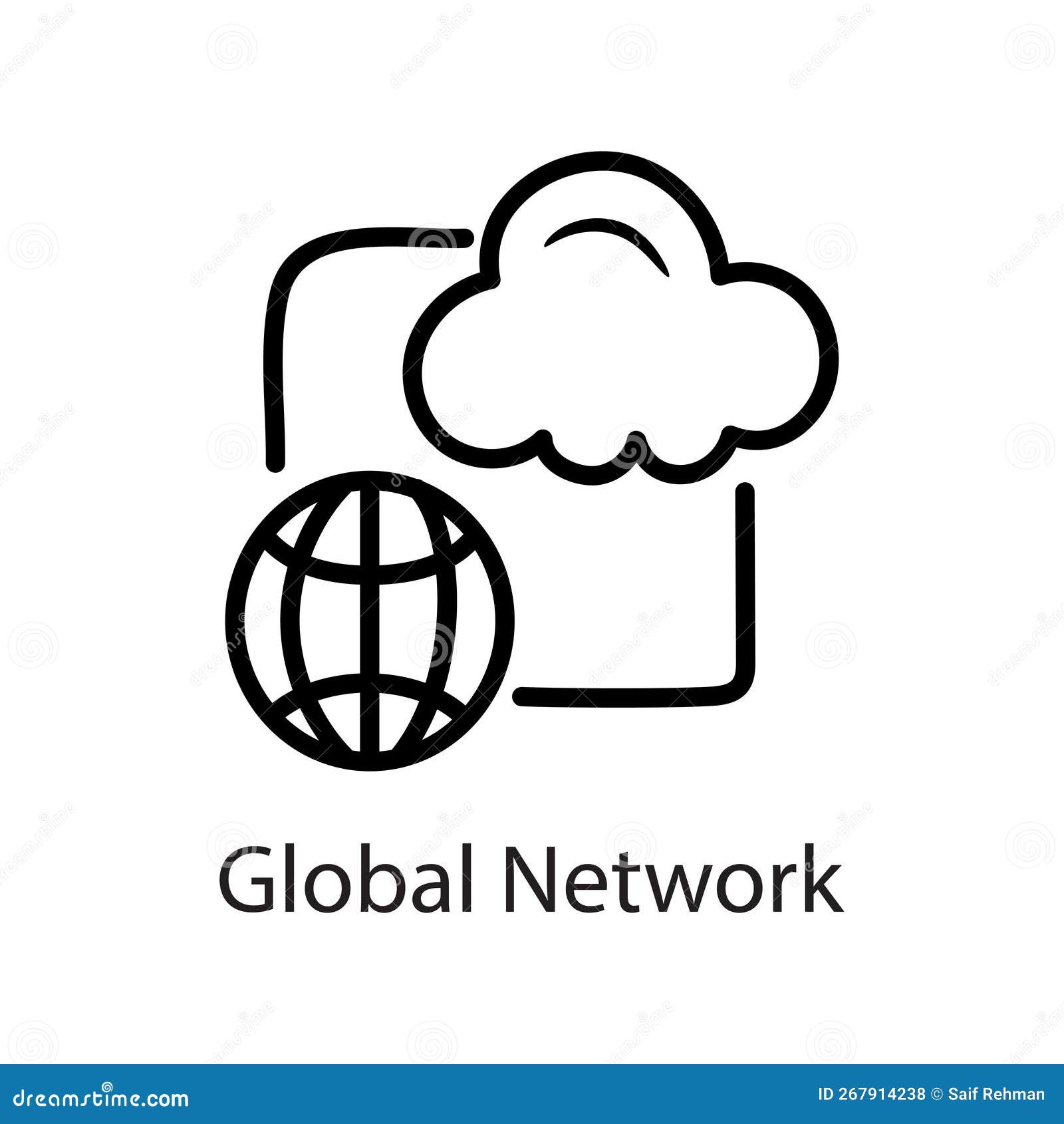 Global Network Outline Icon Design Illustration. Data Symbol on White ...