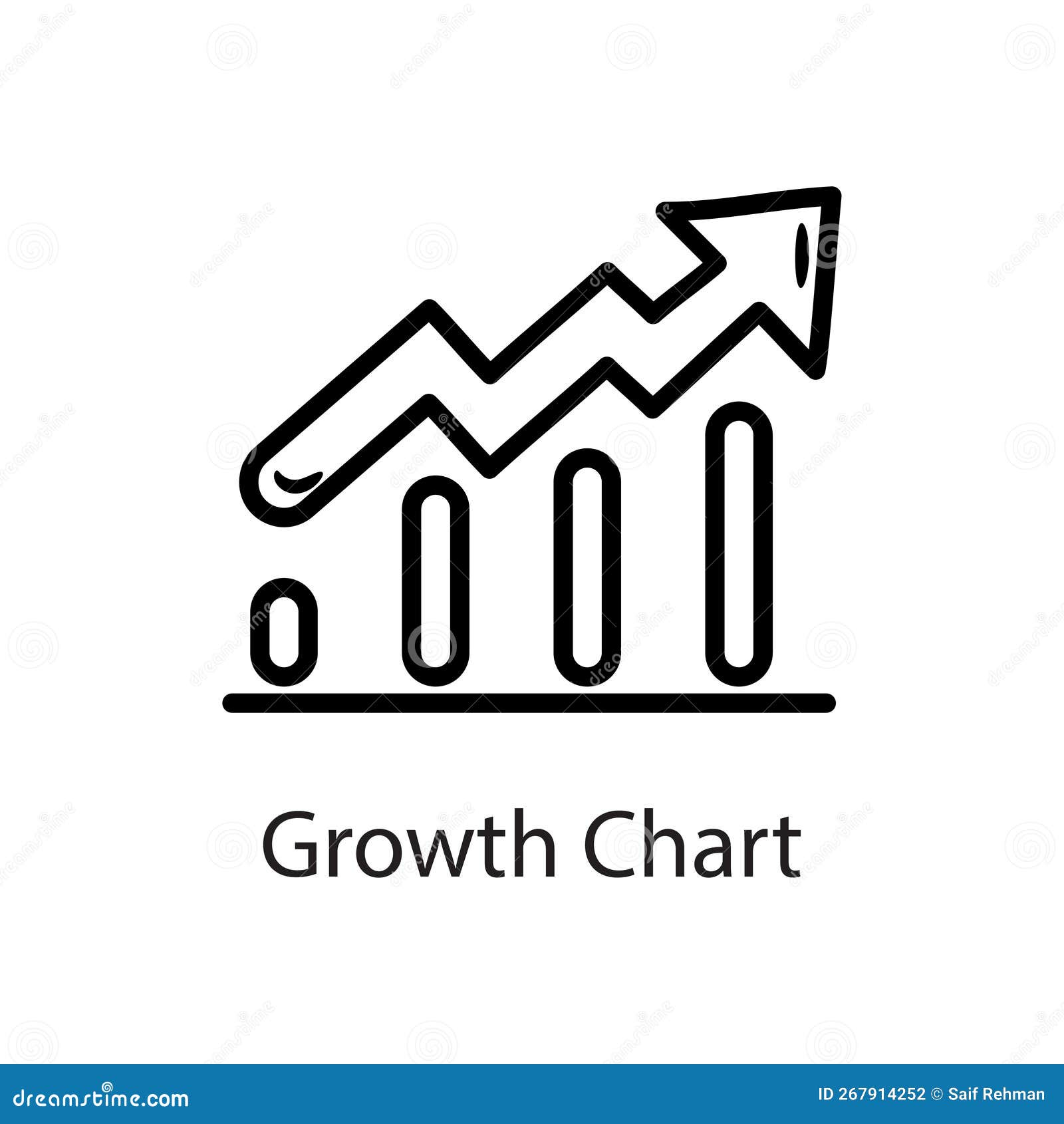 Growth Chart Outline Icon Design Illustration. Data Symbol on White ...